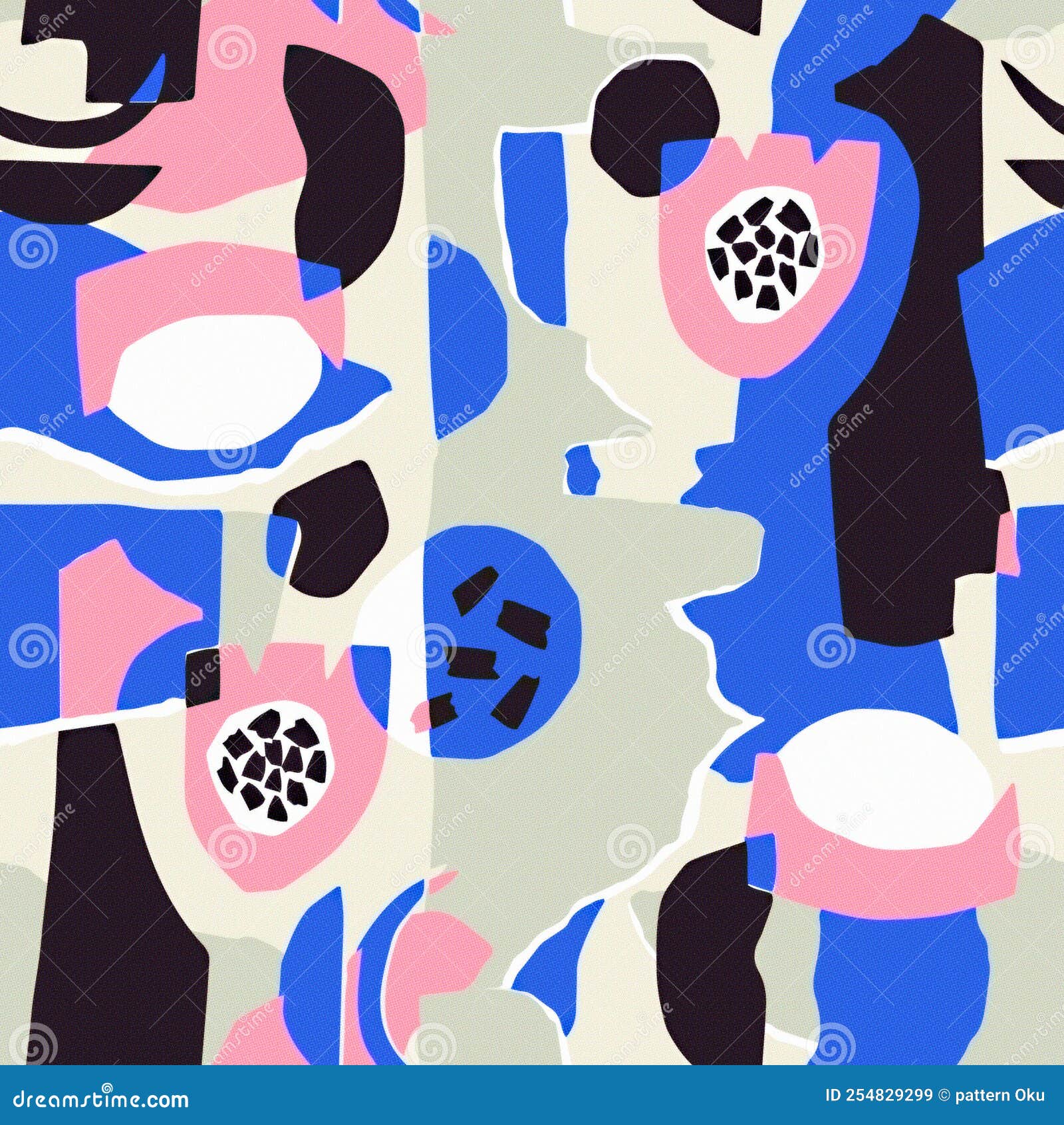 Abstract Geometric Cut Out Artwork Illustration Seamless Repeat Pattern ...