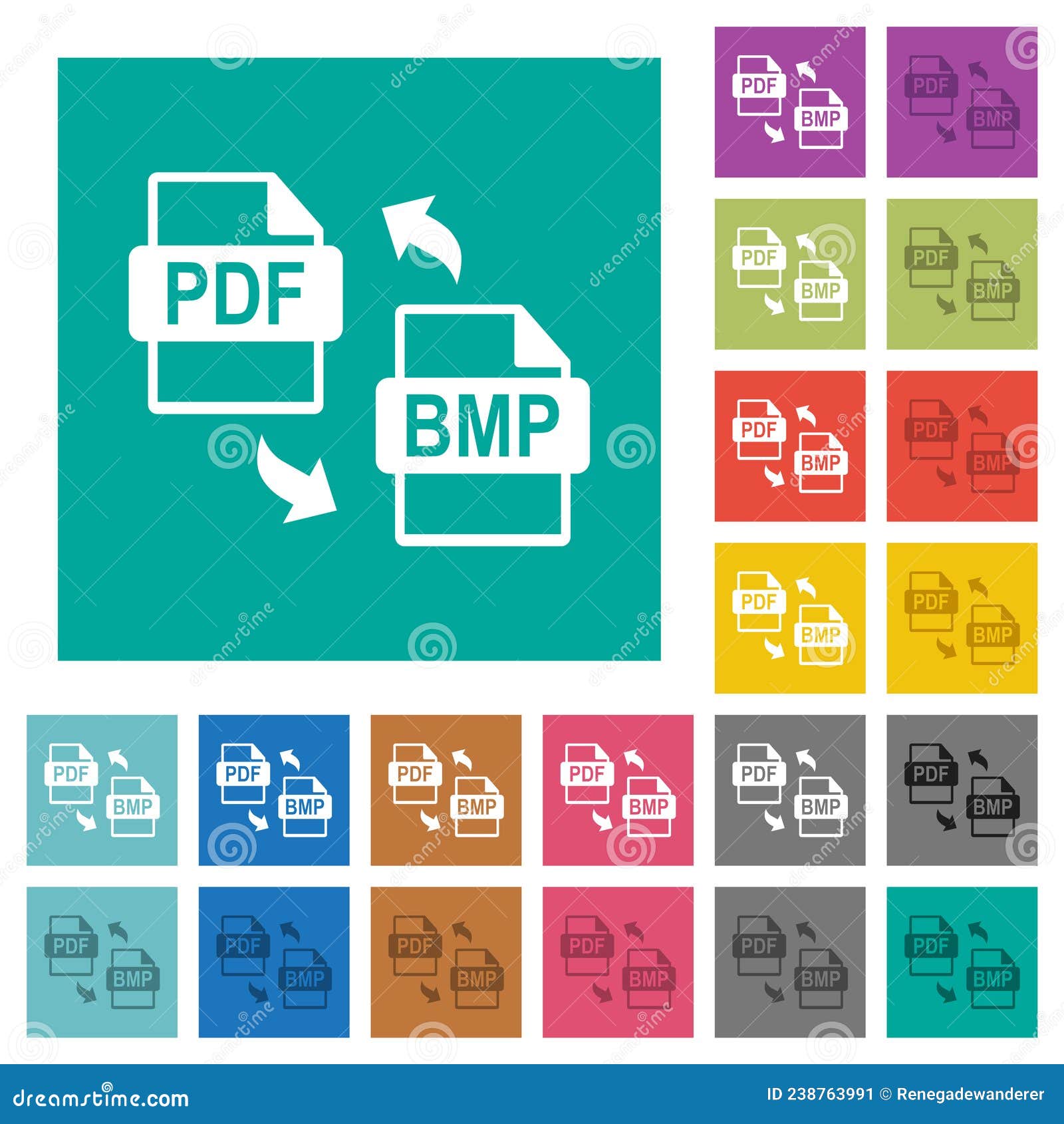 PDF BMP File Conversion Square Flat Multi Colored Icons Stock Vector ...