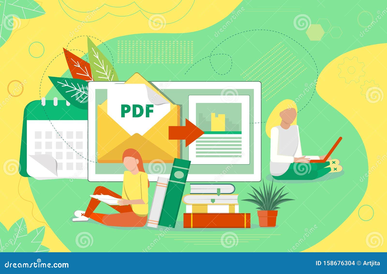 PDF Converter Concept with Tiny People. Screen with Changing or ...