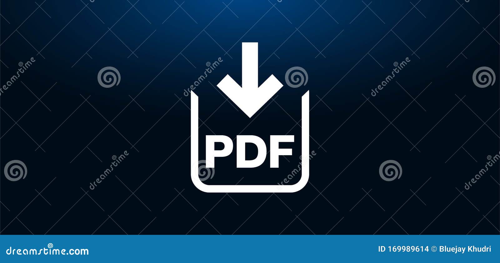 PDF Document Download Icon Crystal Blue Banner Background Stock ...