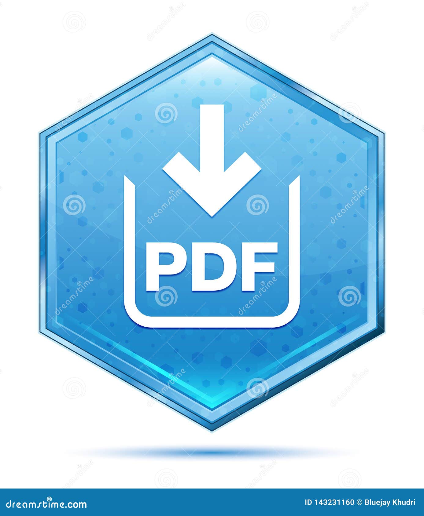 PDF Document Download Icon Crystal Blue Hexagon Button Stock ...