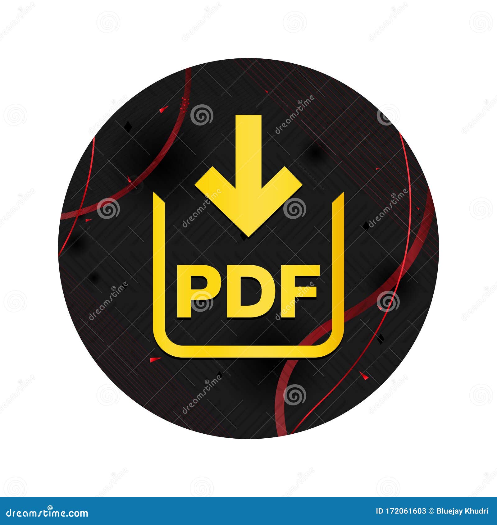 PDF Document Download Icon Elegant Black Round Button Stock Vector ...