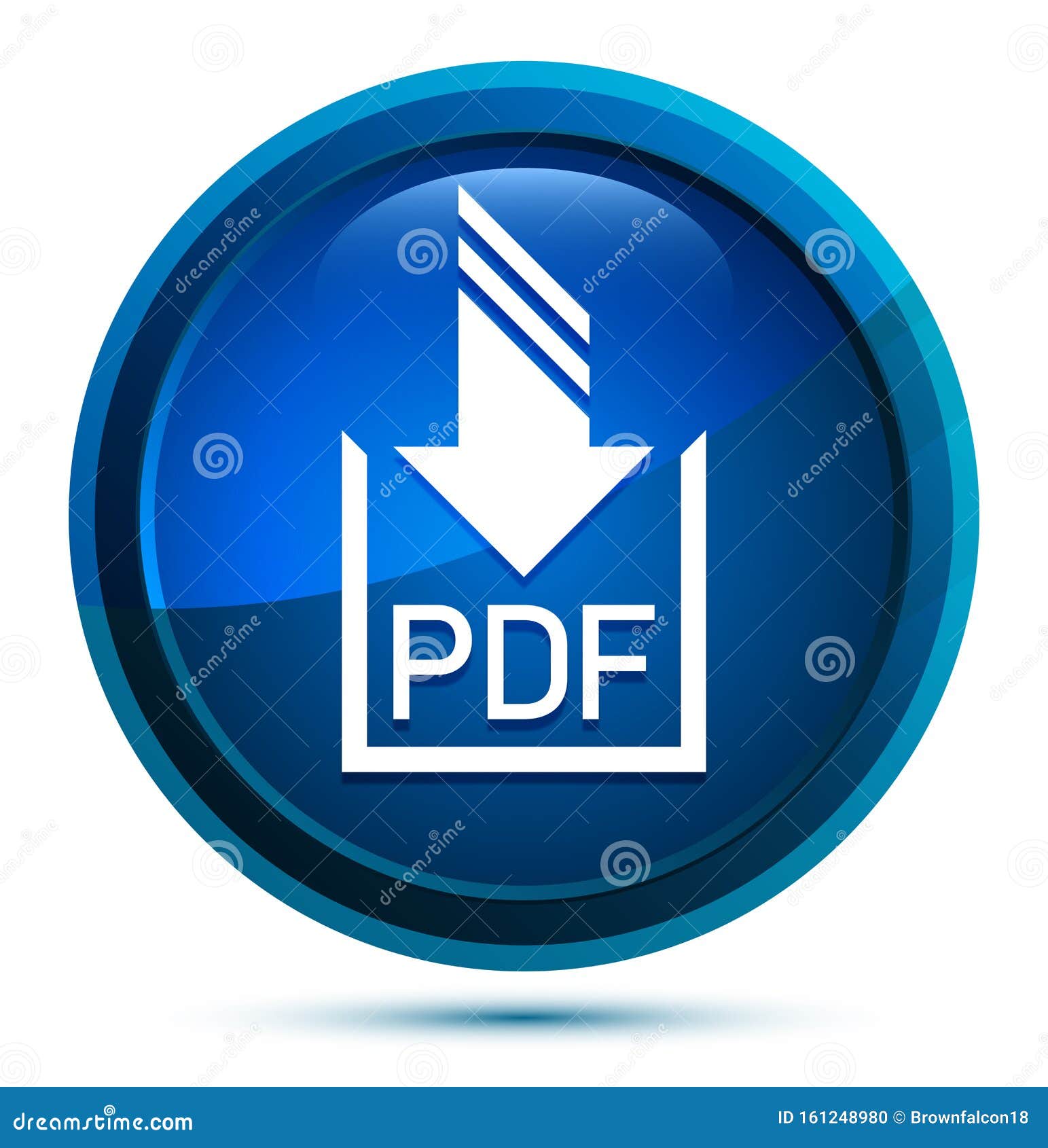 PDF Document Download Icon Elegant Blue Round Button Illustration Stock ...