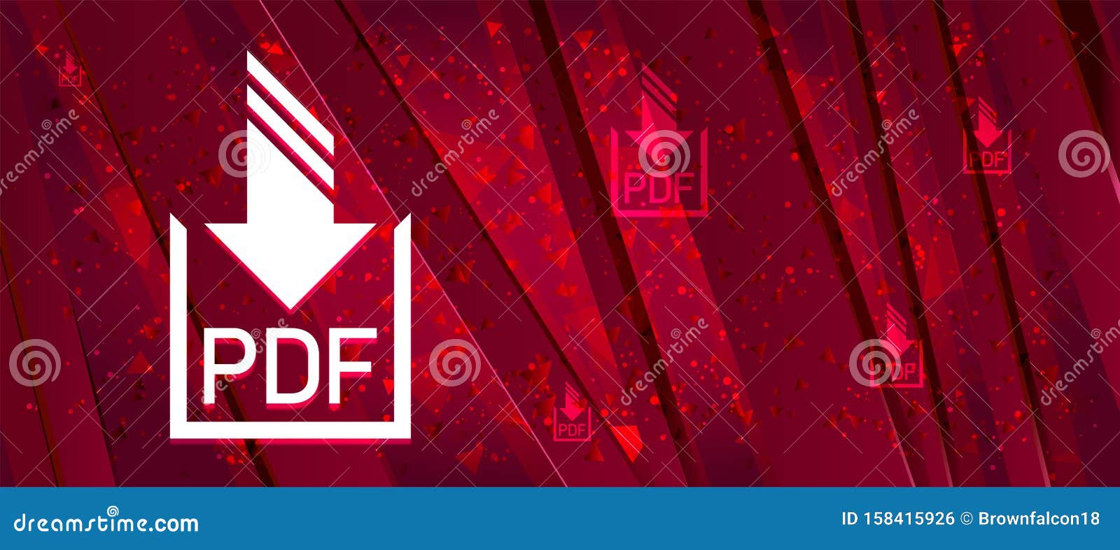 PDF Document Download Icon Abstract Design Bright Red Banner Background ...