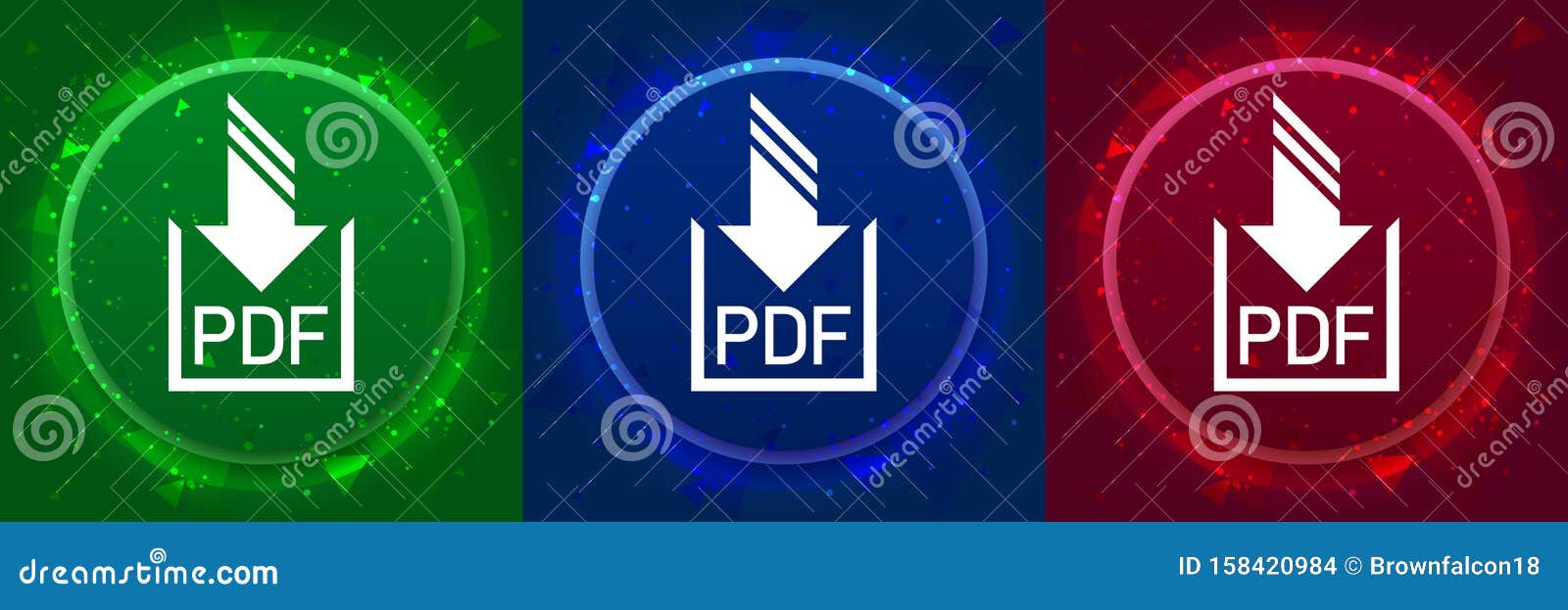 PDF Document Download Icon Elegant Modern Design Abstract Buttons Set ...