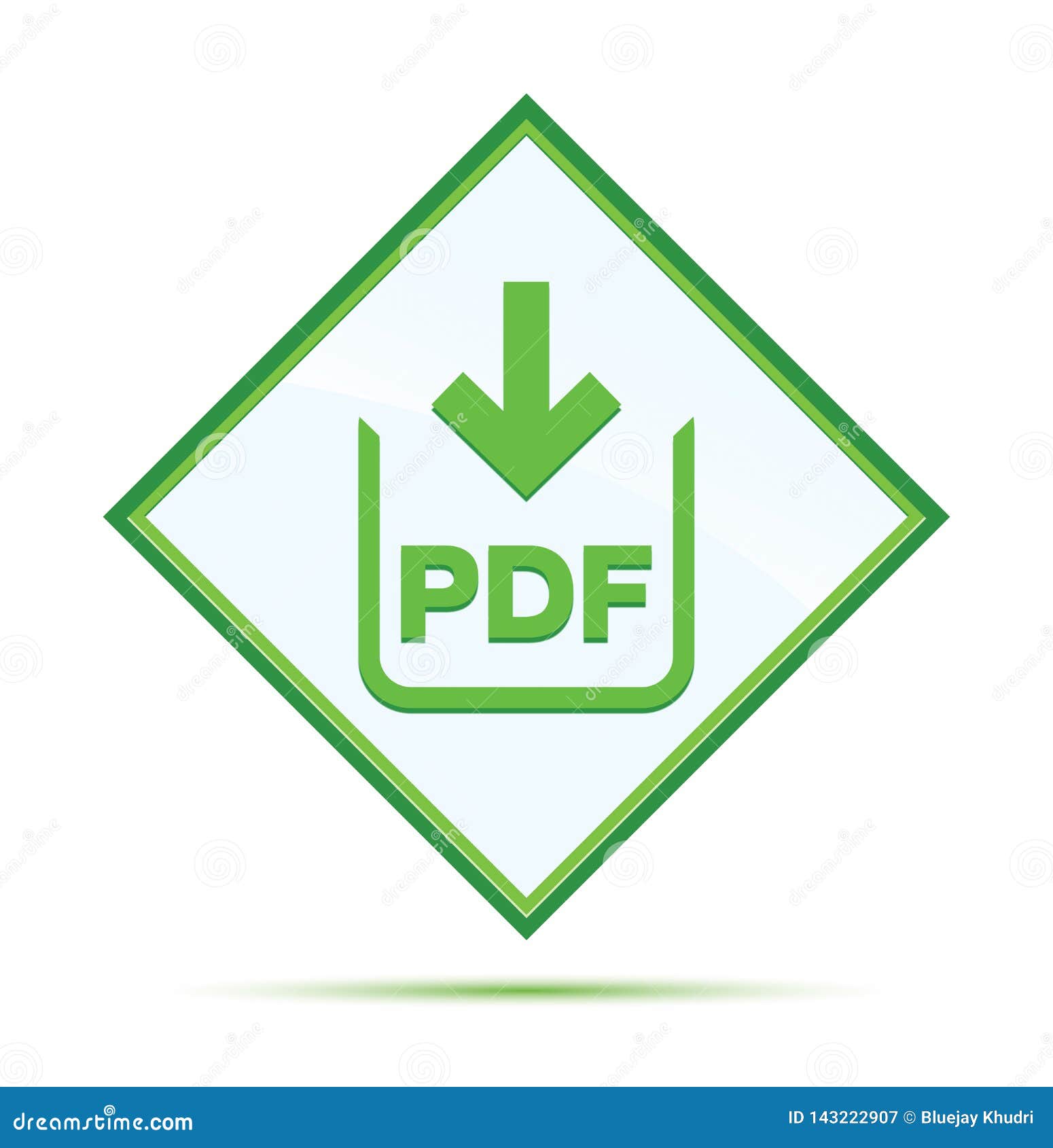PDF Document Download Icon Modern Abstract Green Diamond Button Stock ...