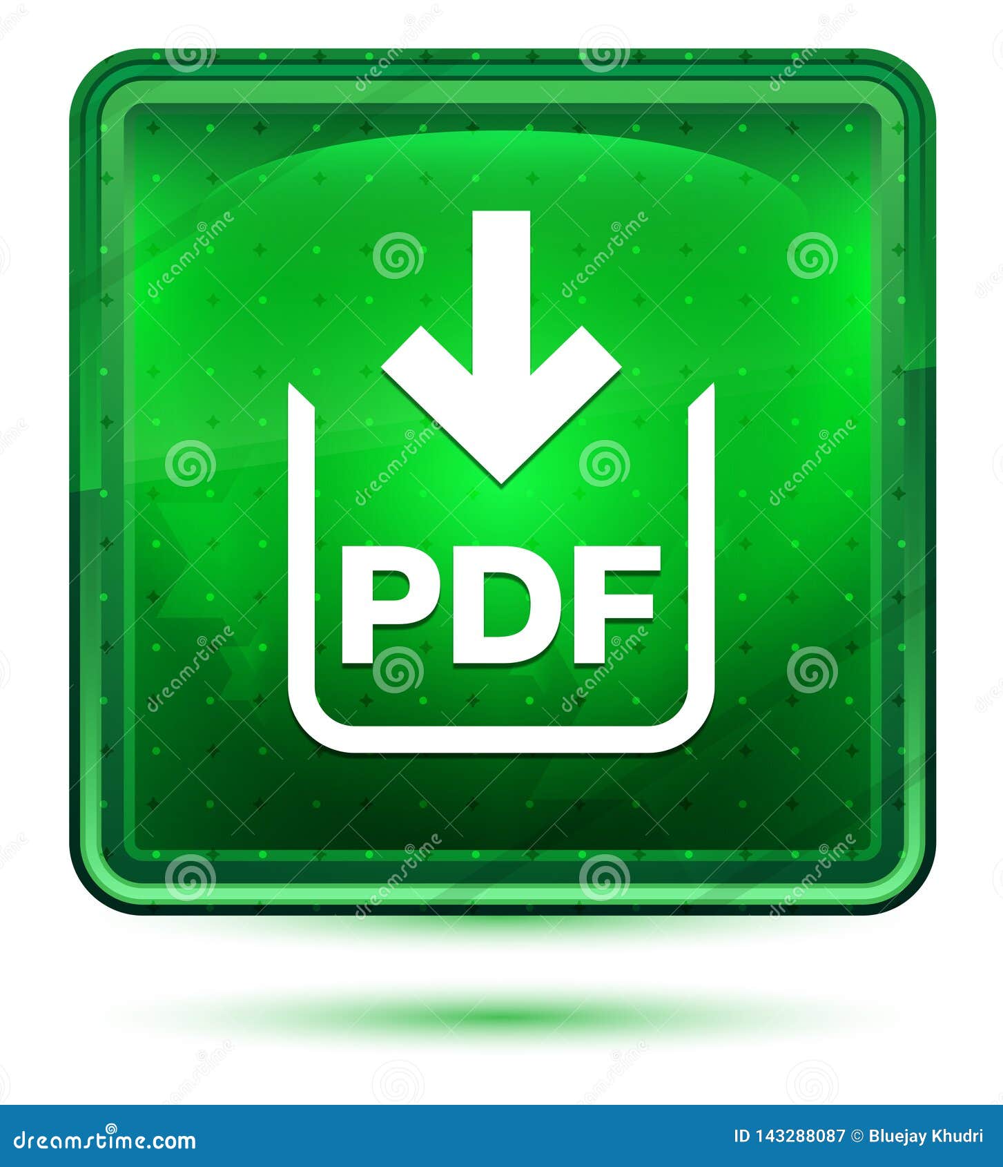 PDF Document Download Icon Neon Light Green Square Button Stock ...