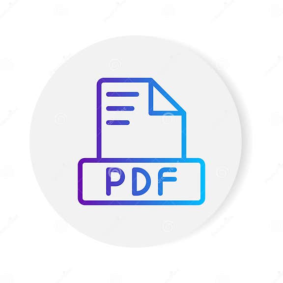 Pdf Document Format File Icon. with Gradient Outlines. Vector ...