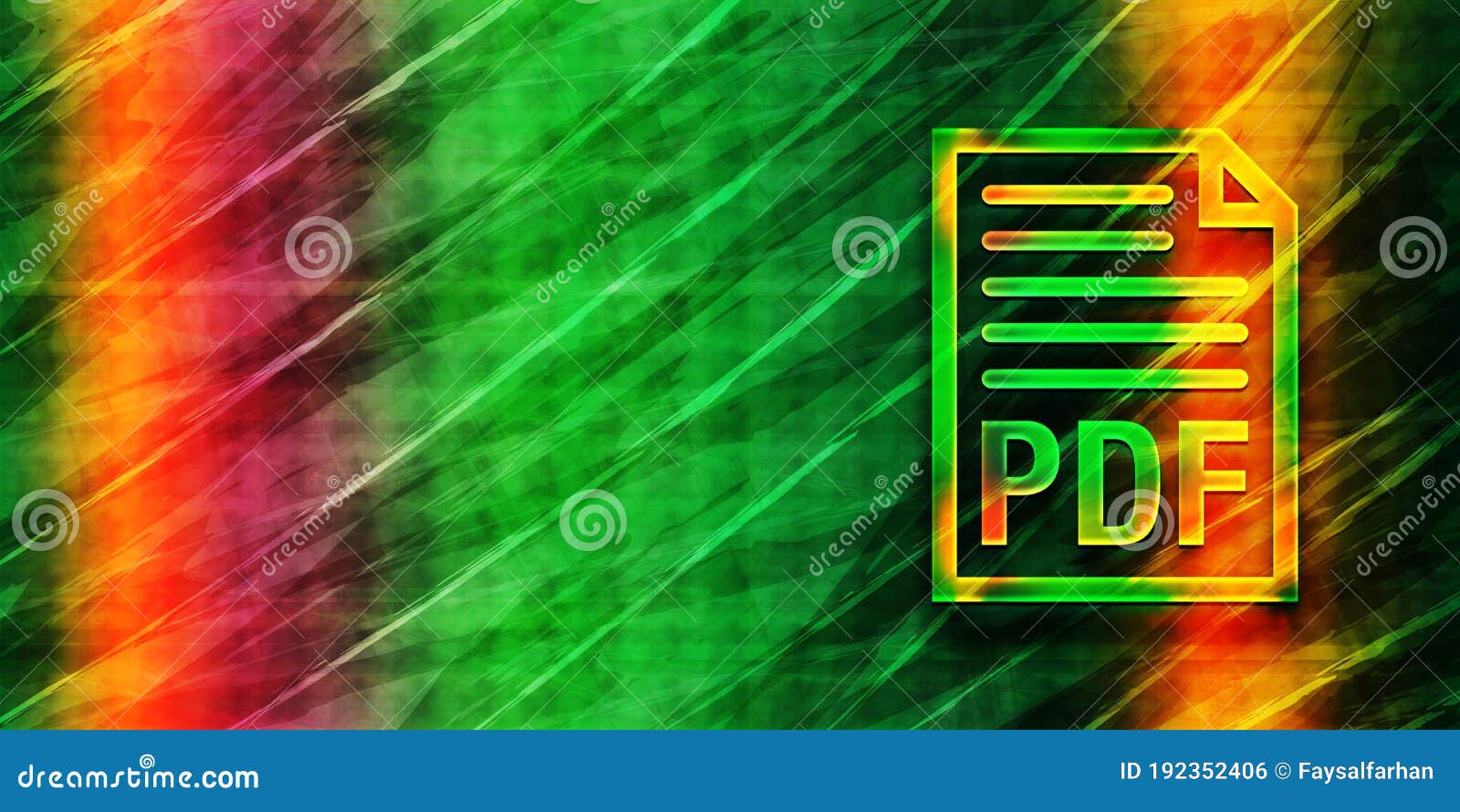PDF Document Icon Abstract Premium Green Banner Background Colorful ...