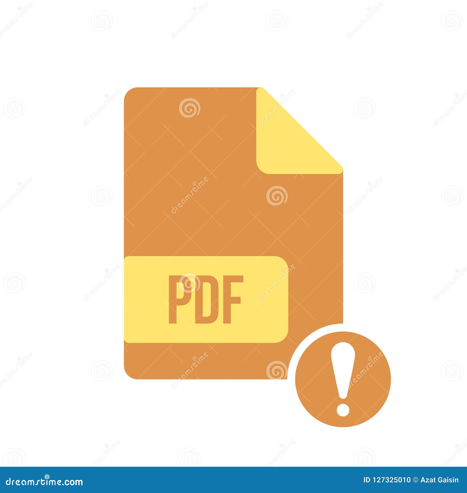 PDF Document Icon, Pdf Extension, File Format Icon with Exclamation ...