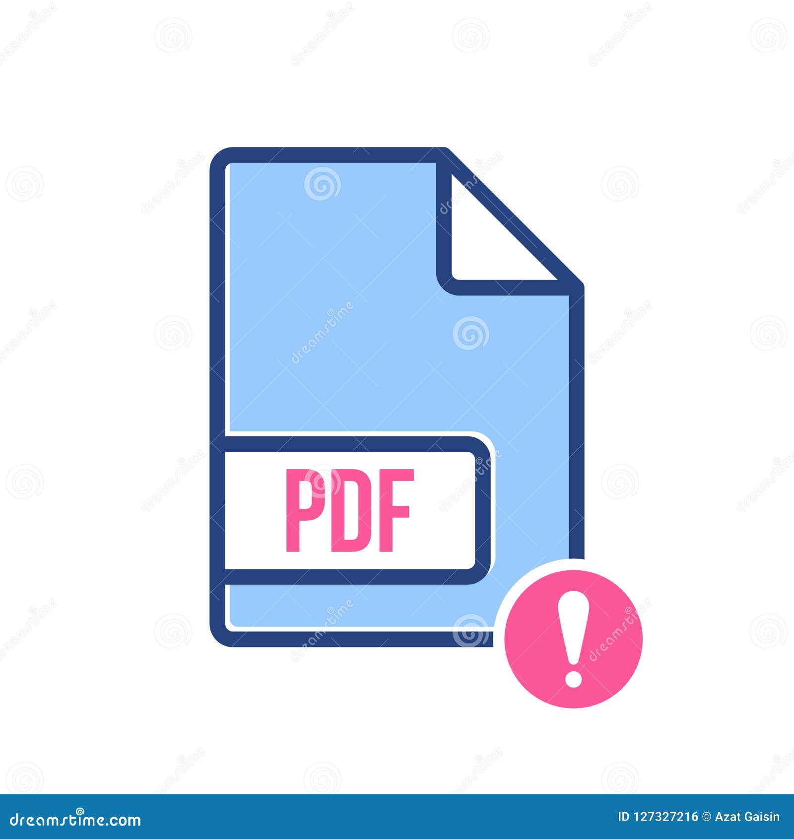 PDF Document Icon, Pdf Extension, File Format Icon with Exclamation ...