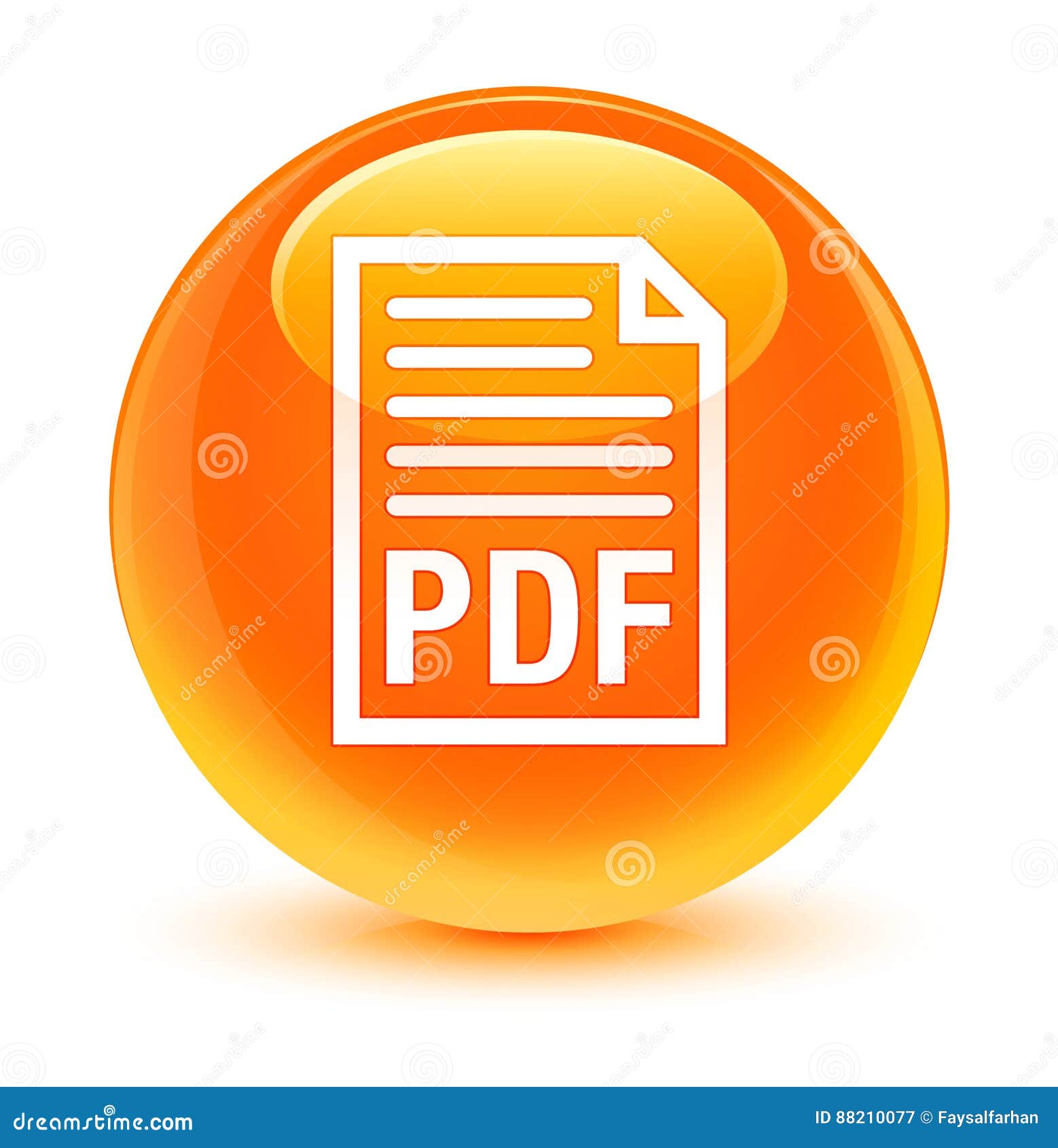 PDF Document Icon Glassy Orange Round Button Stock Illustration ...