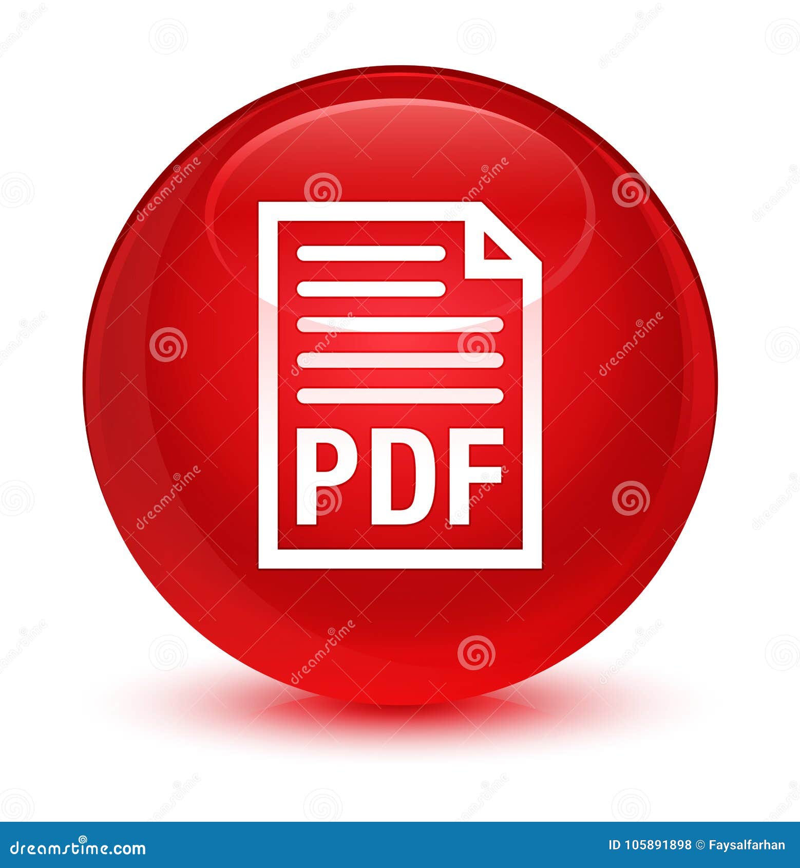 PDF Document Icon Glassy Red Round Button Stock Illustration ...