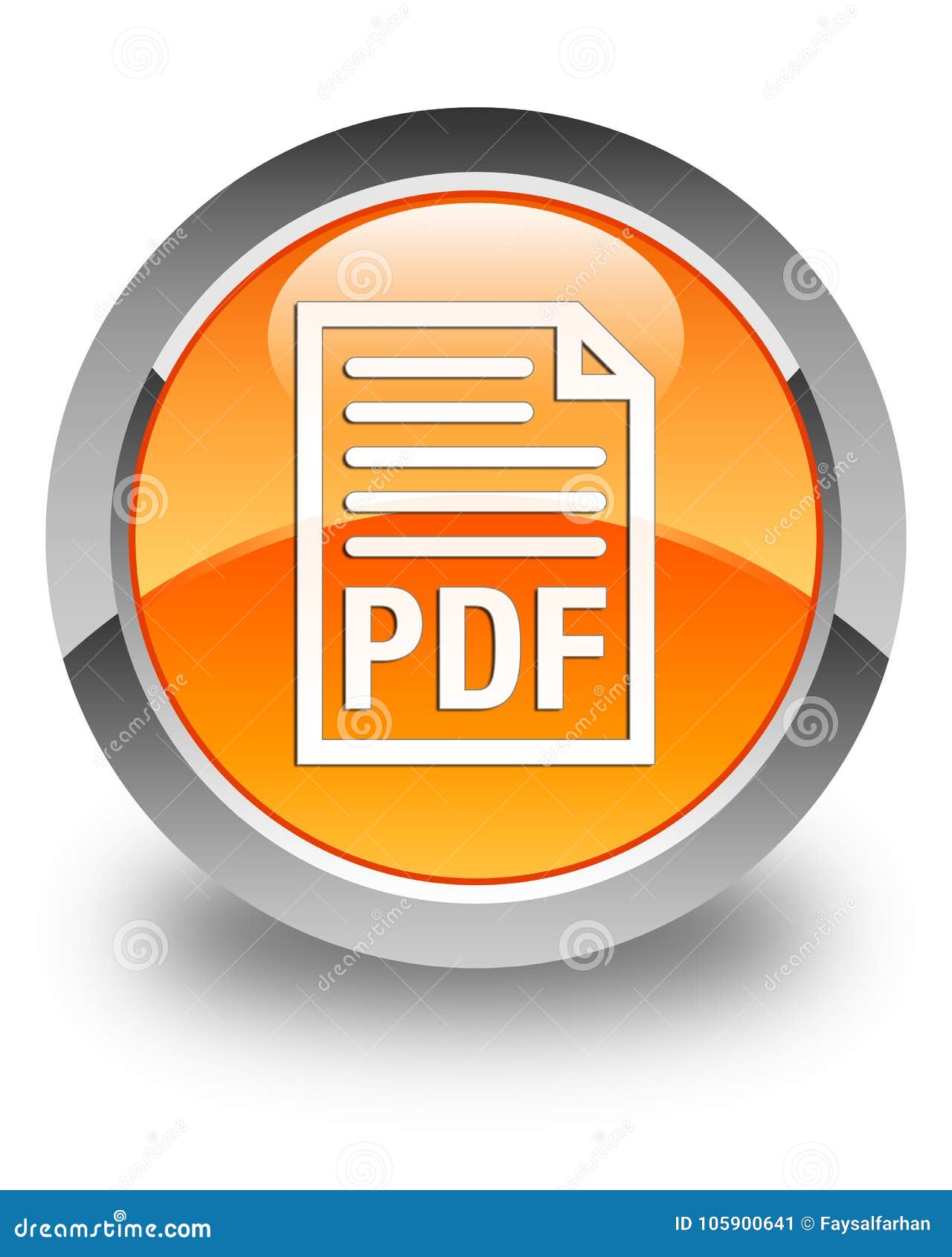 PDF Document Icon Glossy Orange Round Button Stock Illustration ...