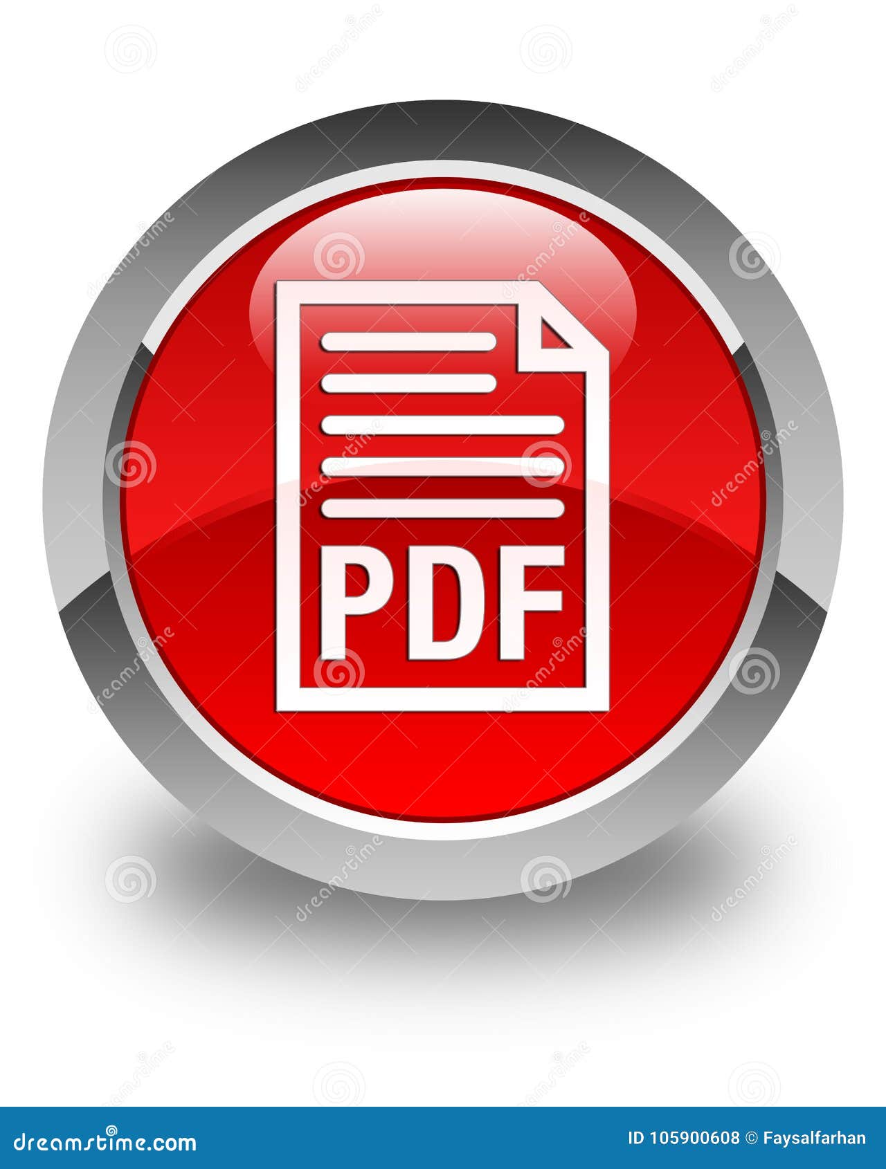 PDF Document Icon Glossy Red Round Button Stock Illustration ...
