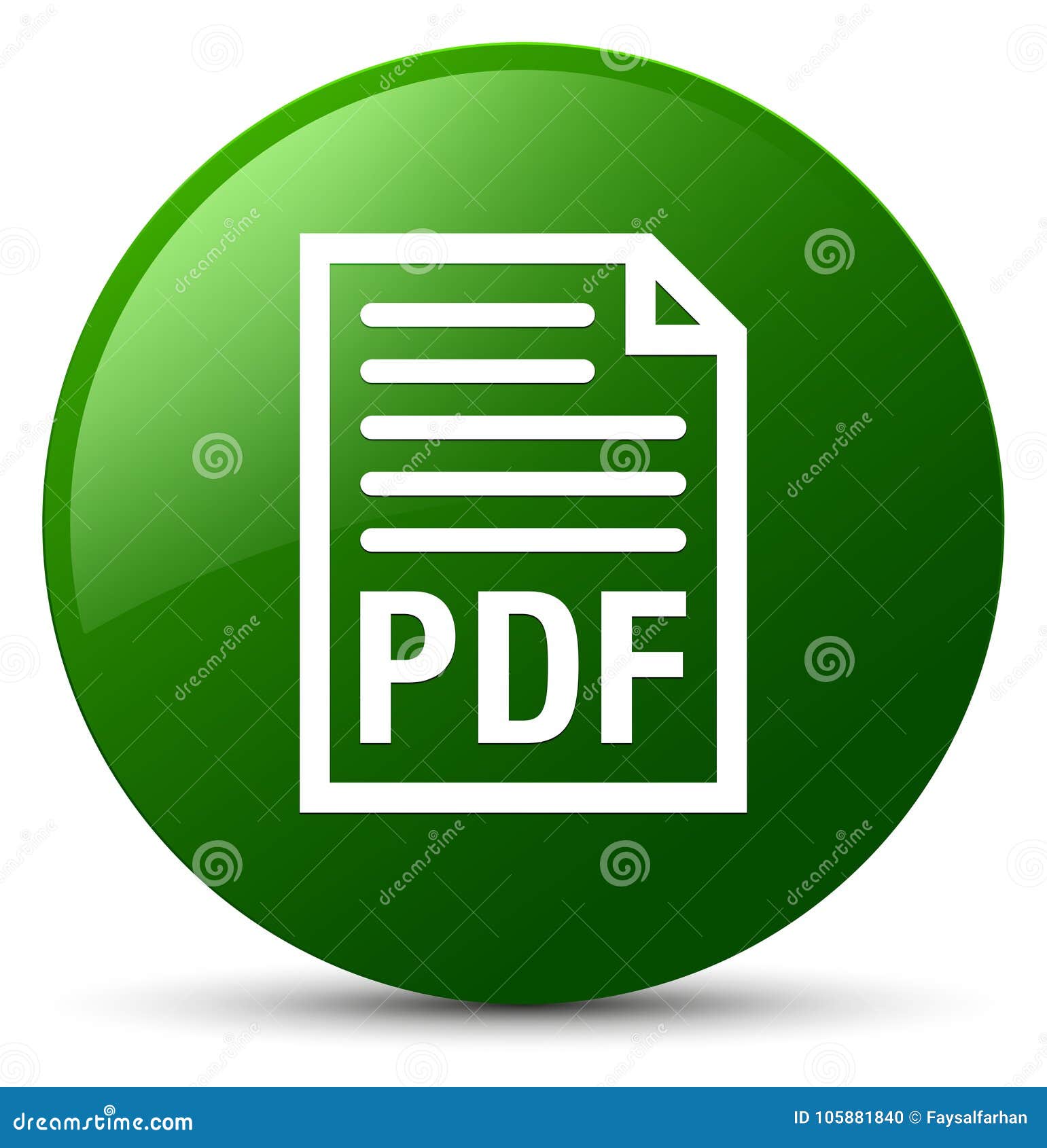 PDF Document Icon Green Round Button Stock Illustration - Illustration ...