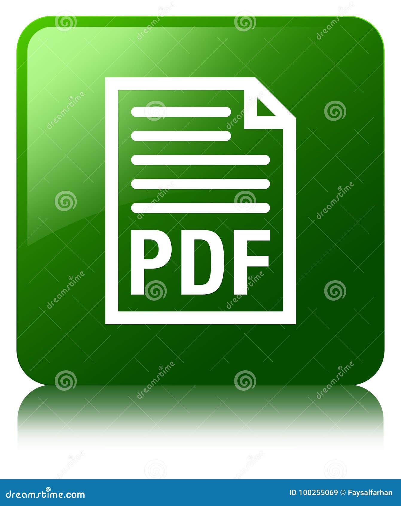 PDF Document Icon Green Square Button Stock Illustration - Illustration ...