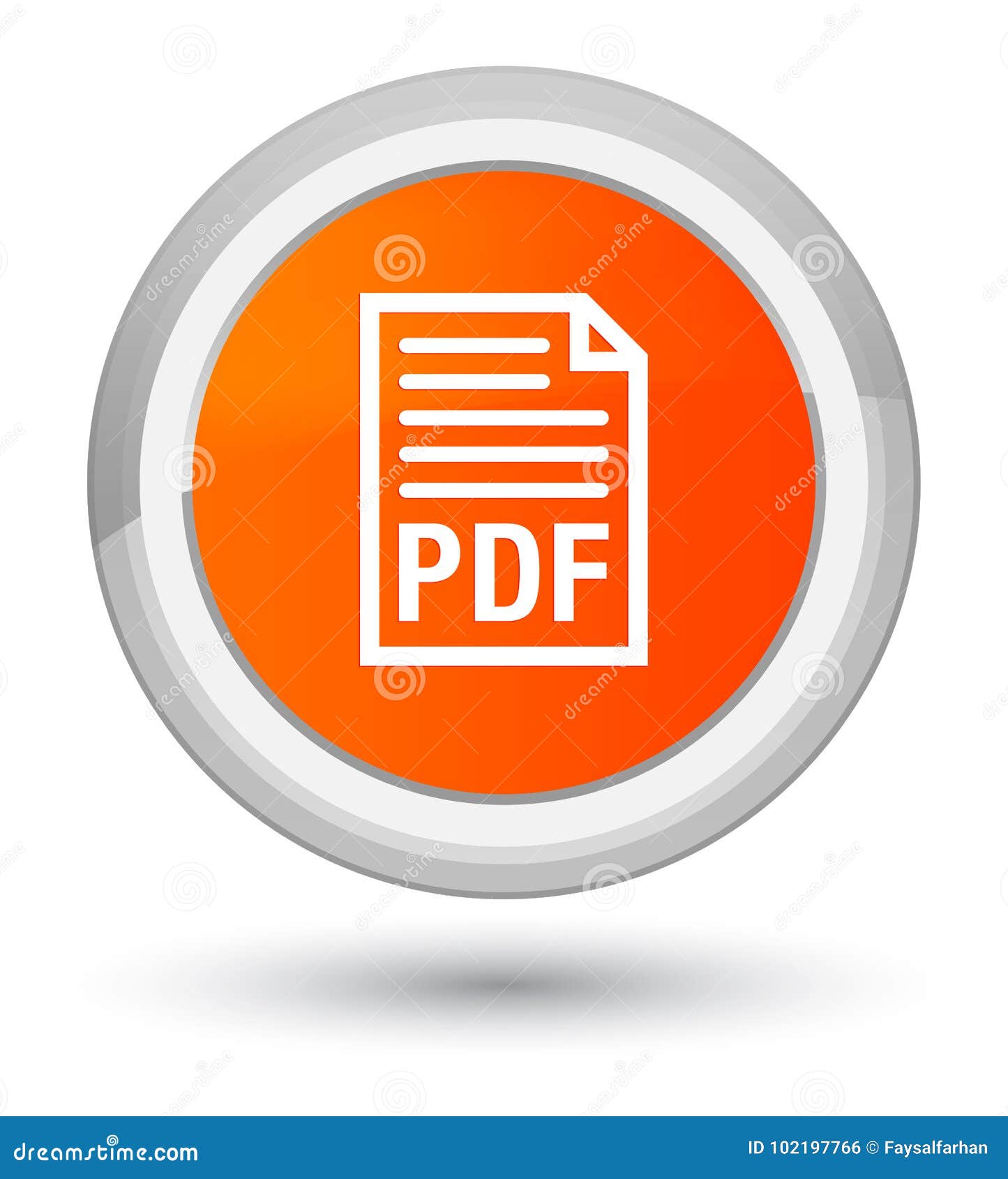 PDF Document Icon Prime Orange Round Button Stock Illustration ...