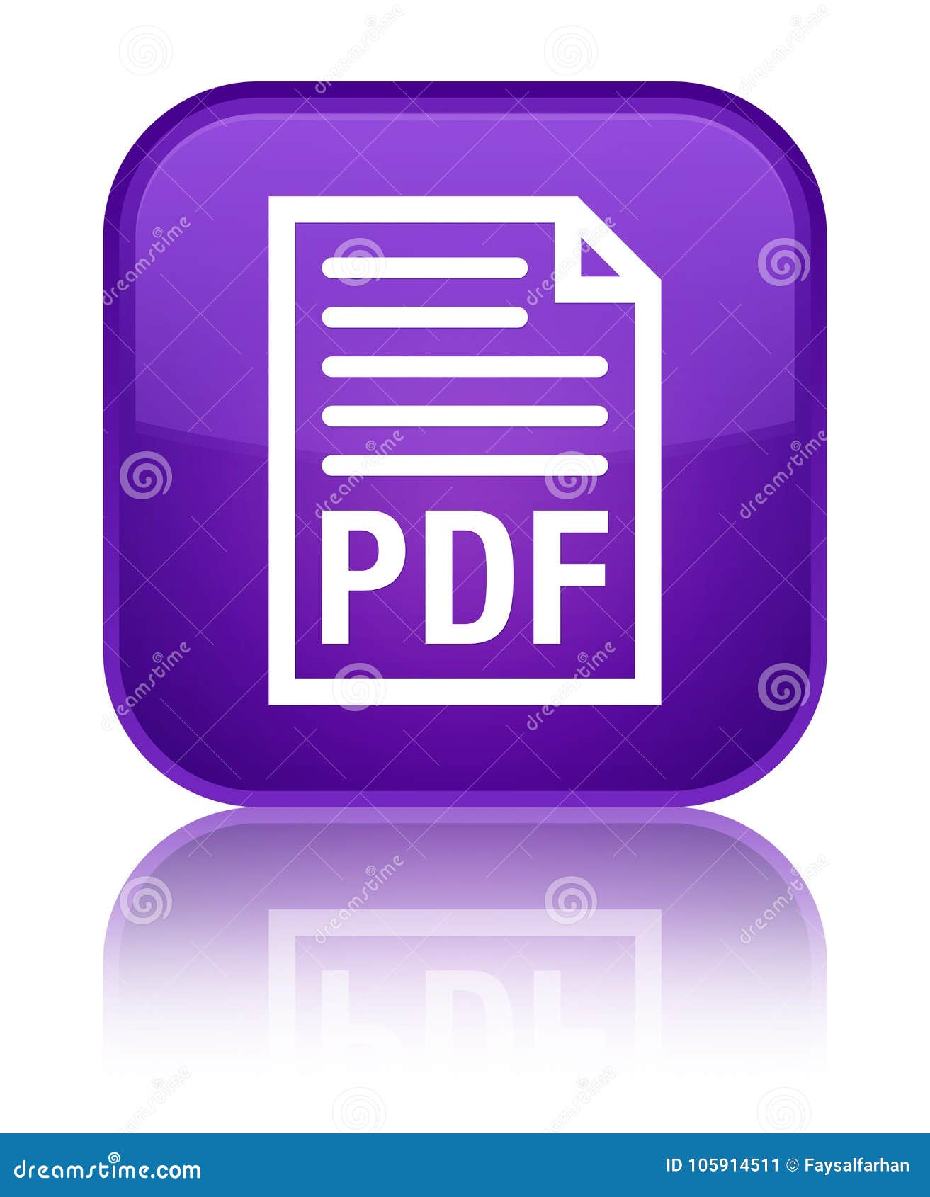 PDF Document Icon Special Purple Square Button Stock Illustration ...