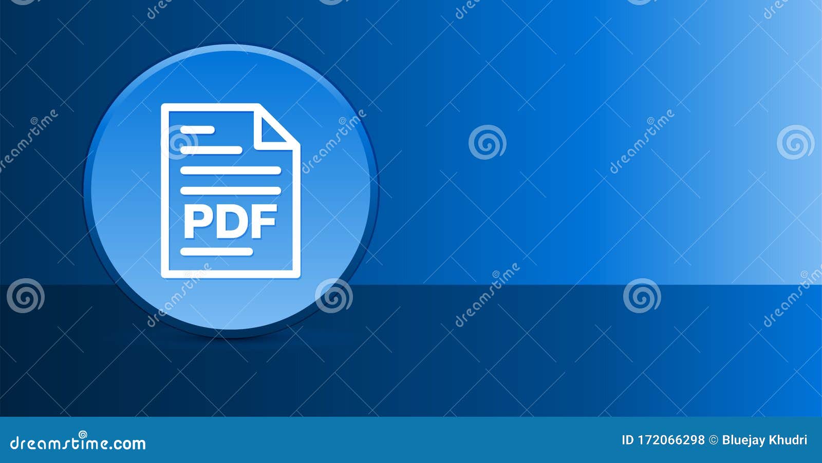 PDF Document Page Icon Glassy Modern Blue Button Abstract Background ...