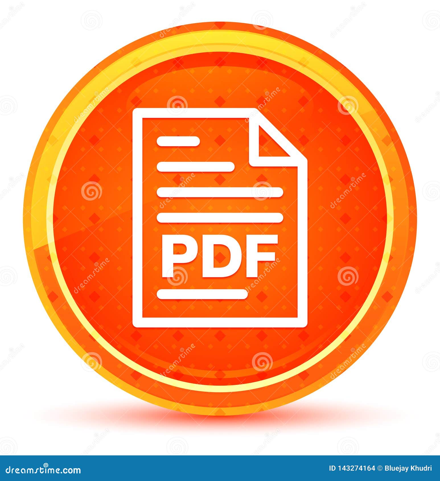 PDF Document Page Icon Natural Orange Round Button Stock Illustration ...