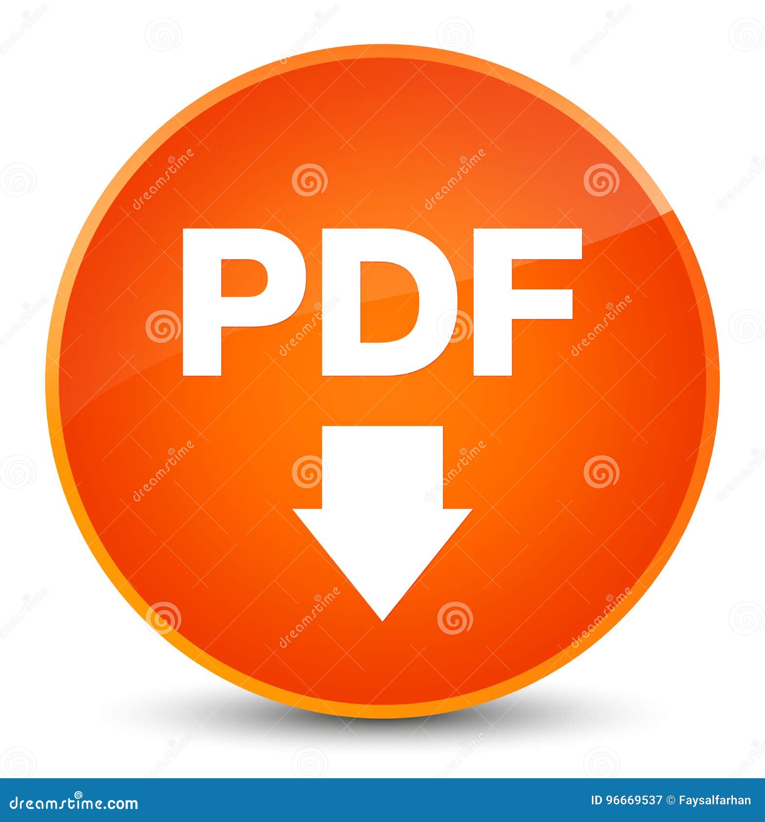 PDF Download Icon Elegant Orange Round Button Stock Illustration ...