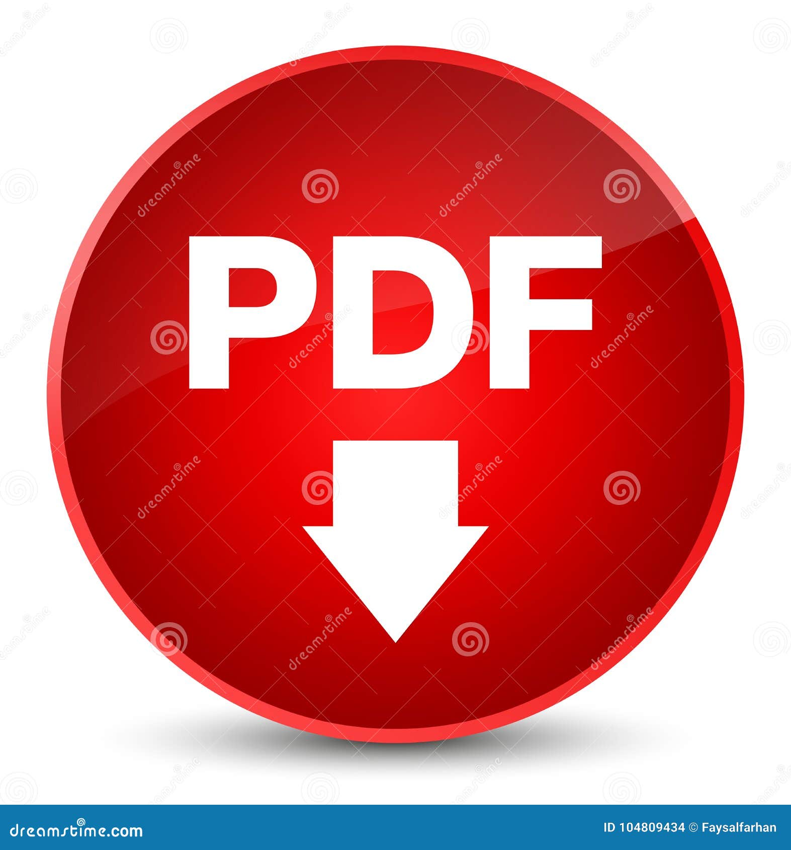 PDF Download Icon Elegant Red Round Button Stock Illustration ...