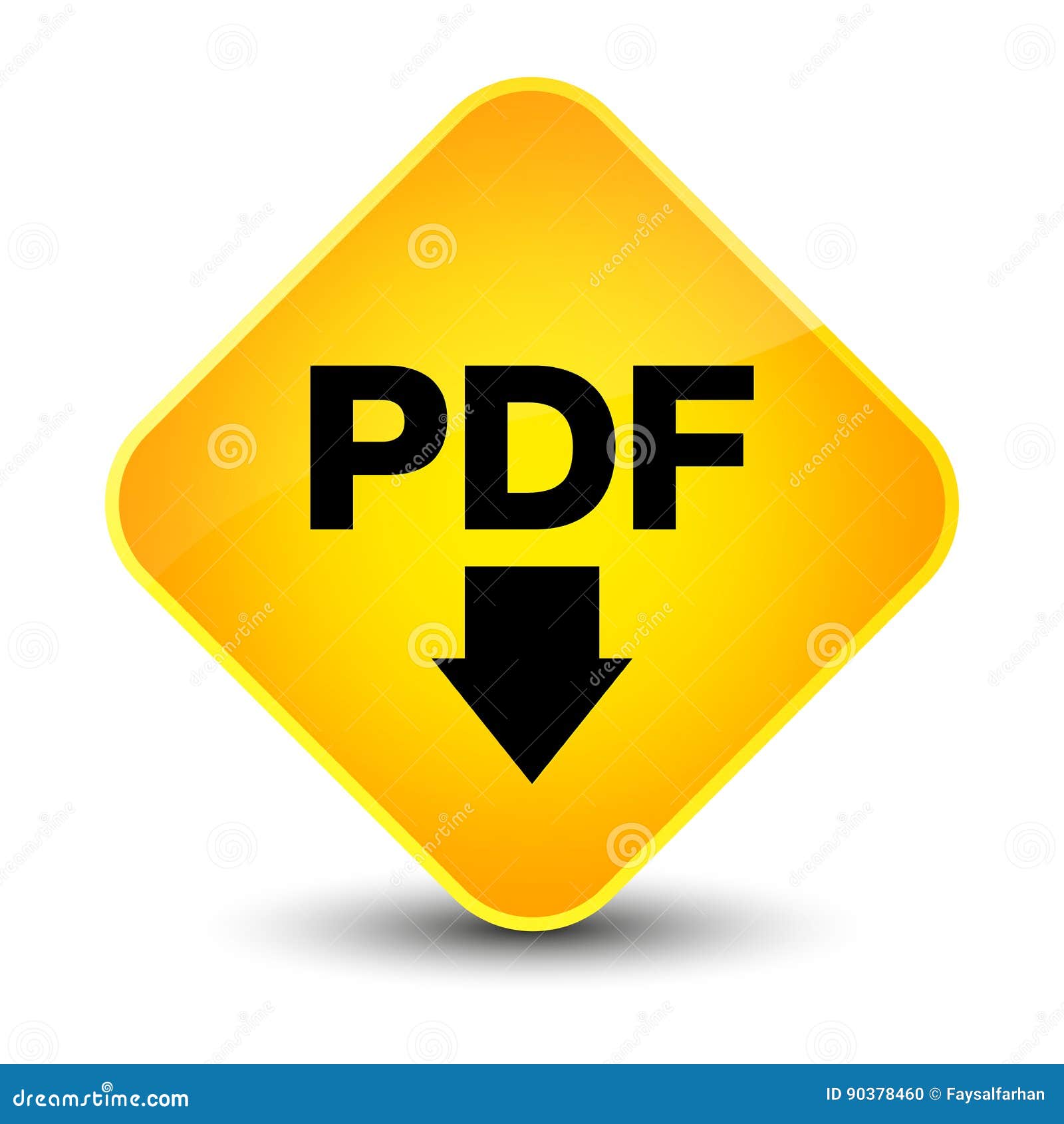 PDF Download Icon Elegant Yellow Diamond Button Stock Illustration ...