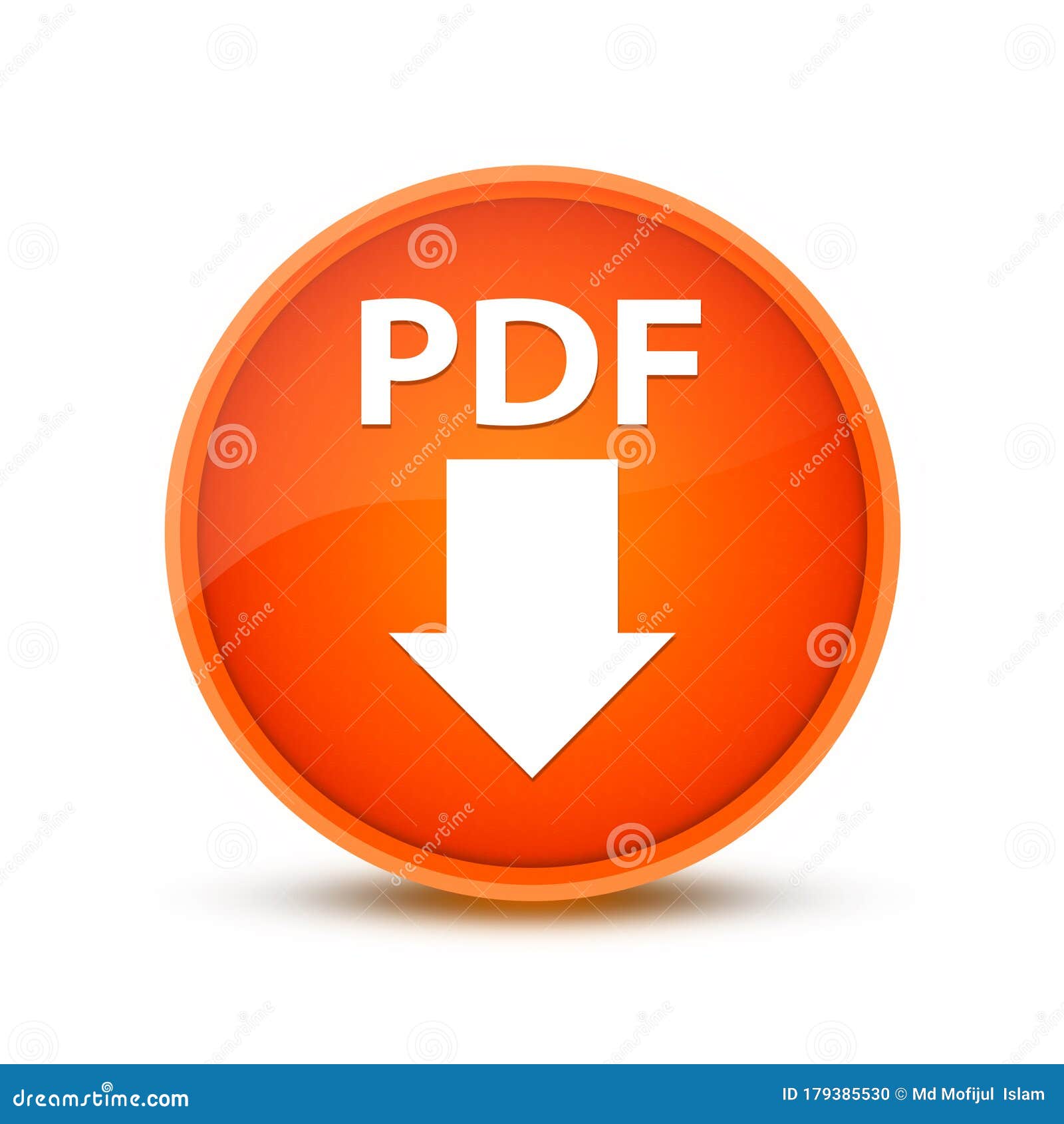 PDF Download Icon Isolated on Glassy Orange Round Button Abstract Stock ...