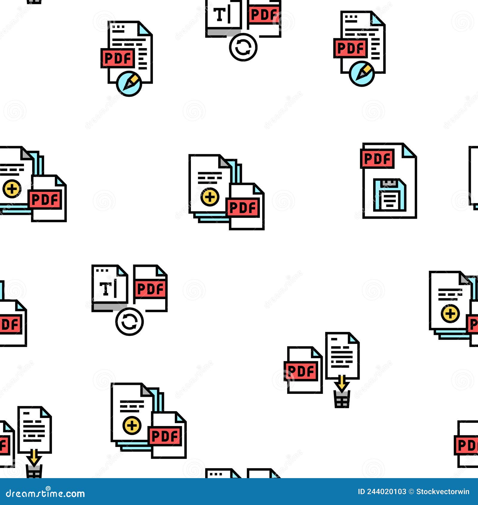 Pdf Electronic File Vector Seamless Pattern Stock Vector - Illustration ...