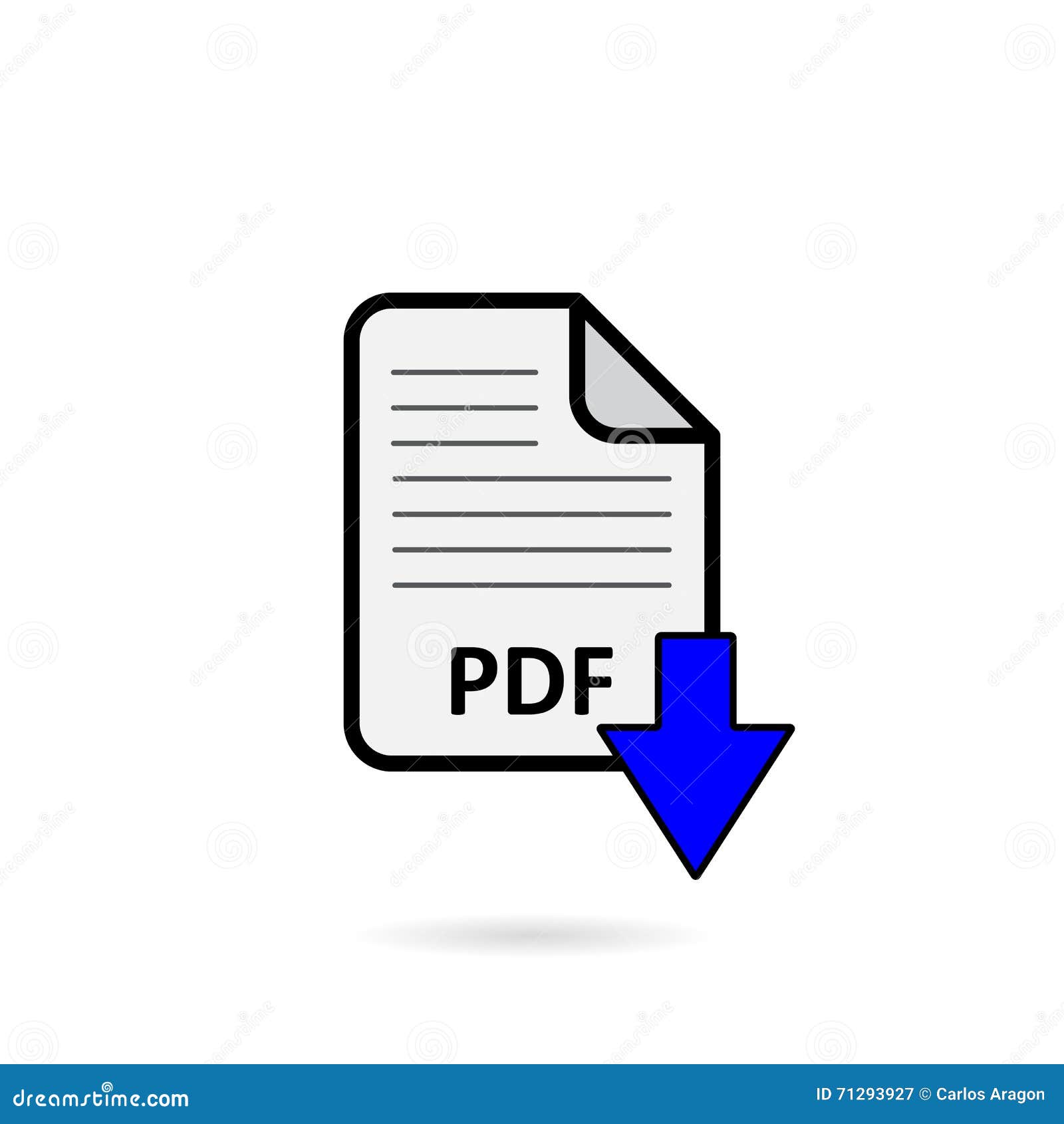 PDF File with Blue Arrow Download Button on White Background Editorial ...