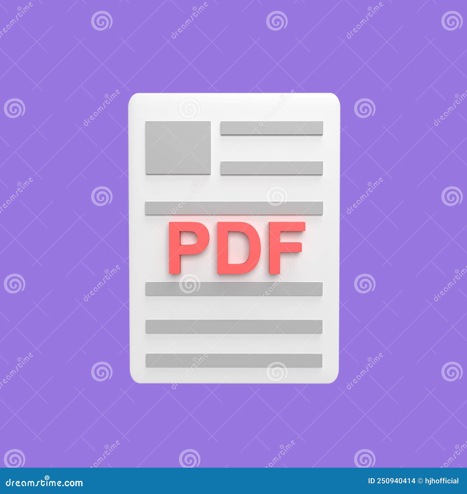 Pdf File 3d Icon Model Cartoon Style Concept. Render Illustration Stock ...