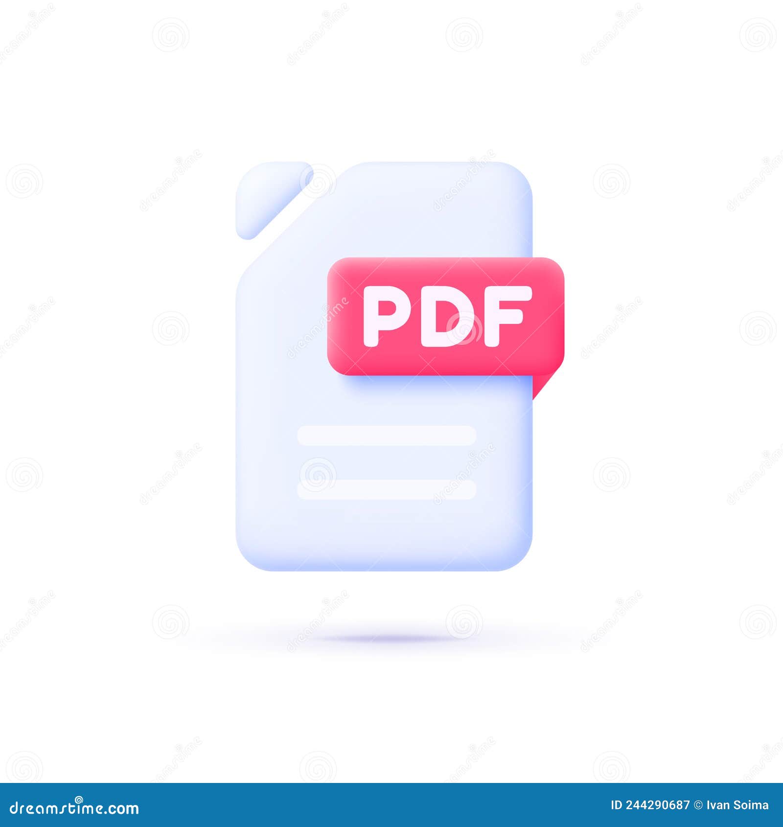 PDF File in 3D Style on White Background. Flat 3d File for Web Design ...