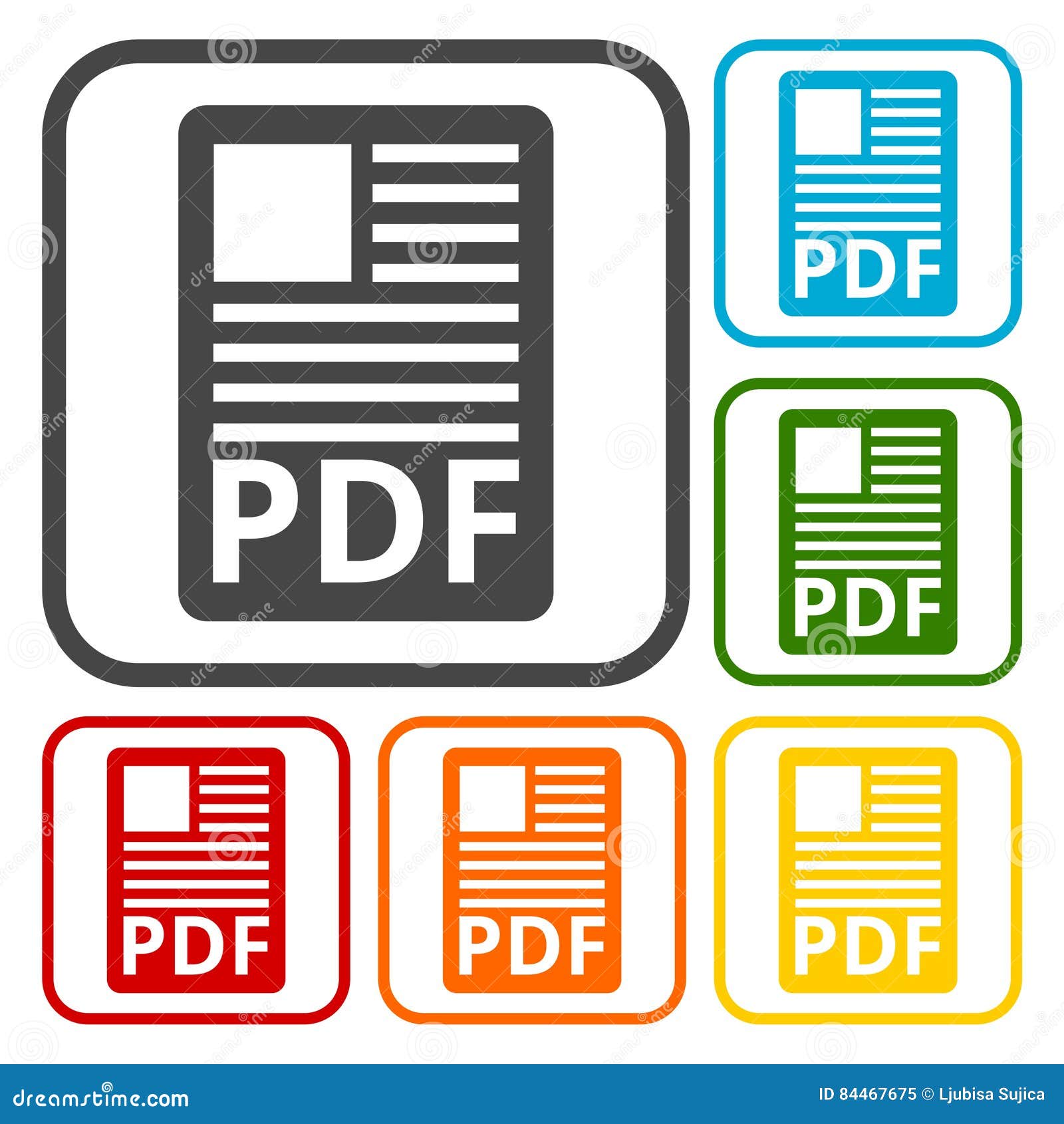 PDF File Document Icons Set Stock Illustration - Illustration of ...