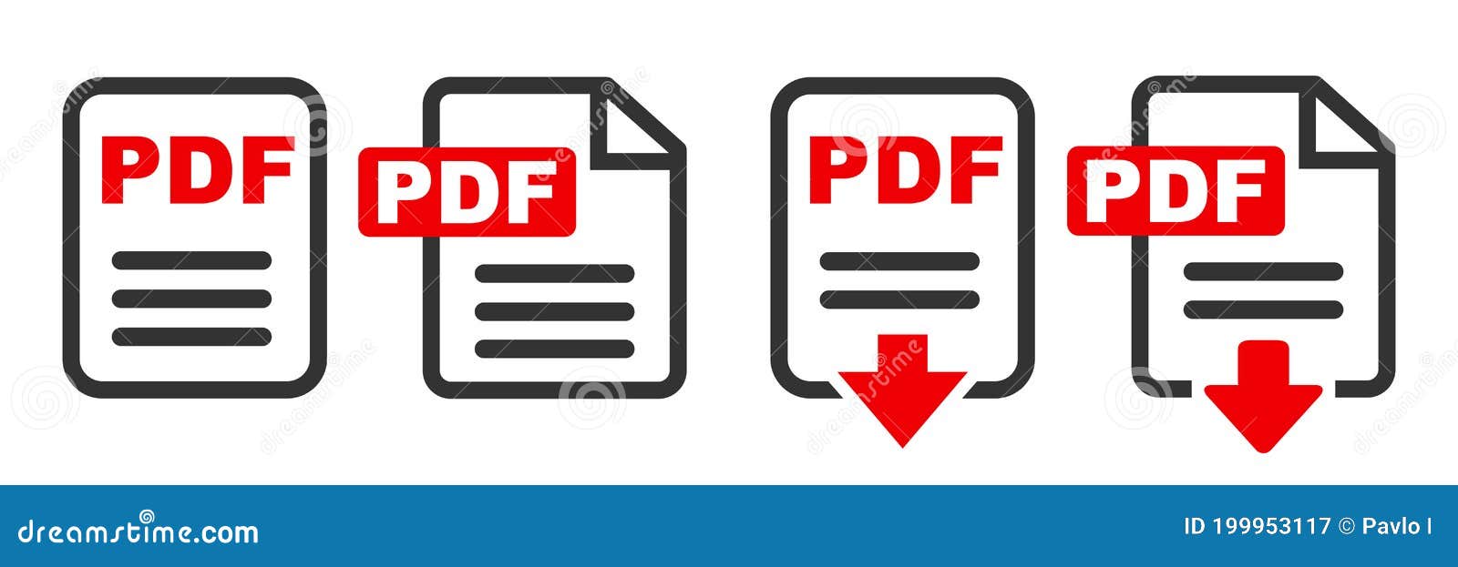Pdf File Download Icon. the PDF Icon. File Format Symbol Flat Sign â ...