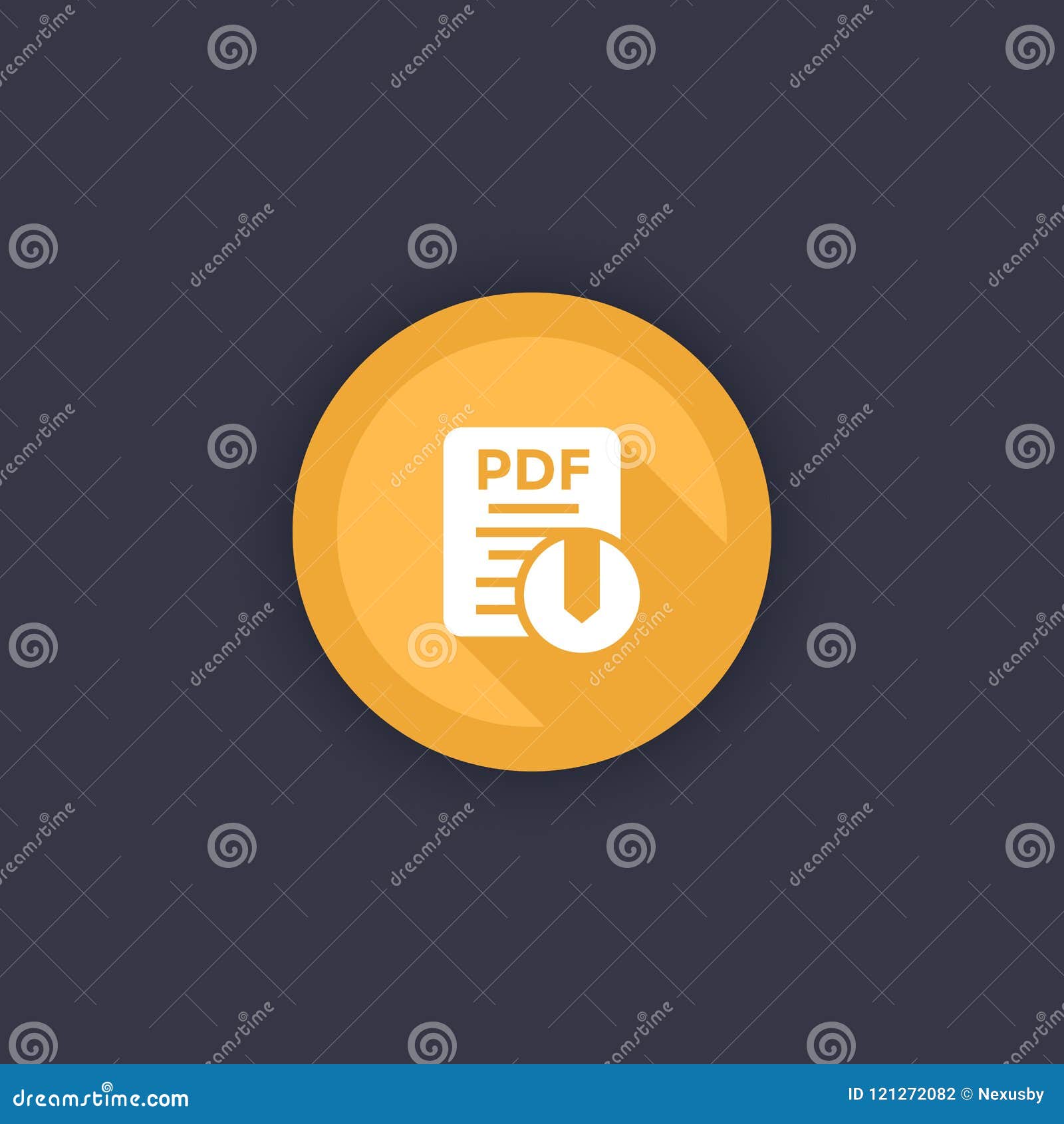 PDF File Download Icon, Round Button Stock Vector - Illustration of ...