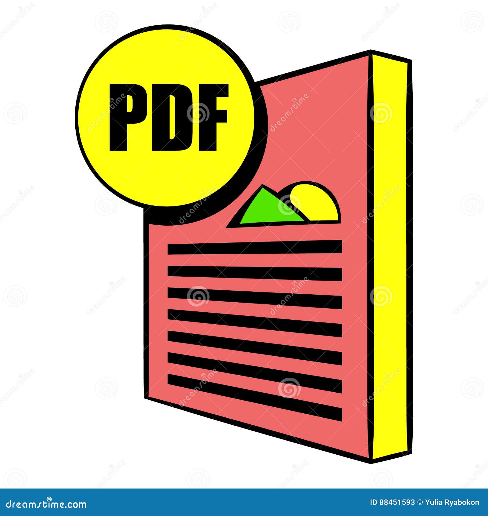 PDF file icon cartoon stock vector. Illustration of front - 88451593