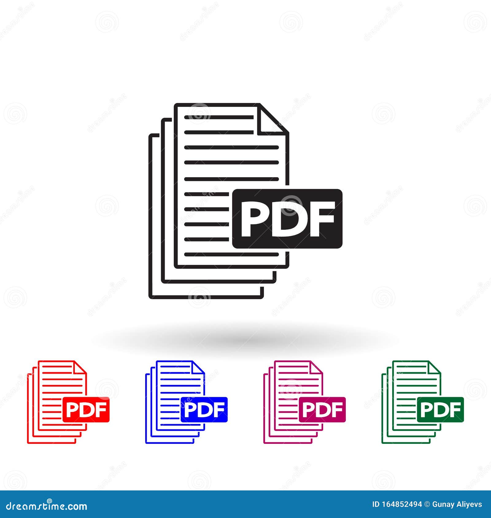 Pdf Files Multi Color Icon. Simple Glyph, Flat Vector of Library Icons ...
