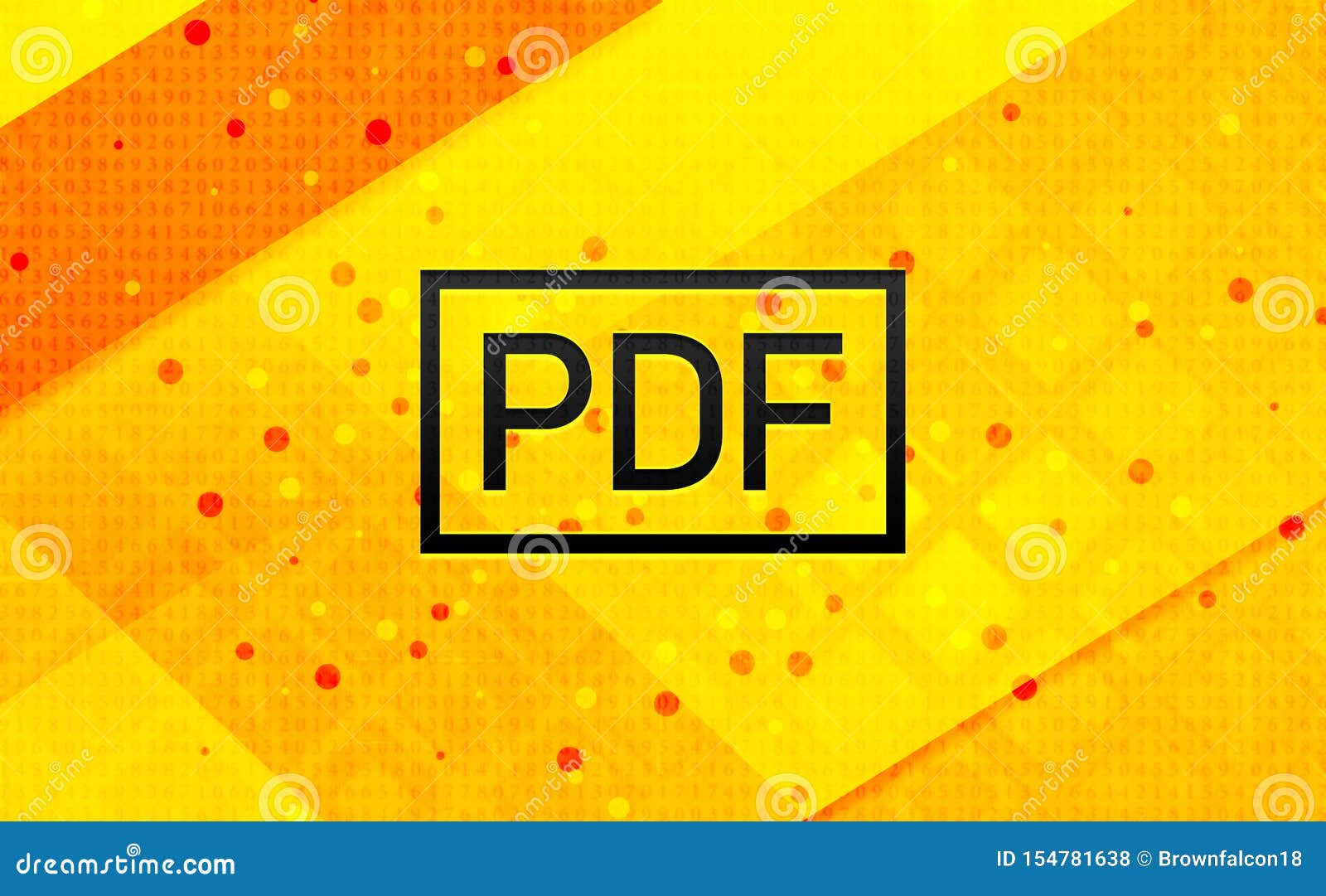 PDF Icon Abstract Digital Banner Yellow Background Stock Illustration ...