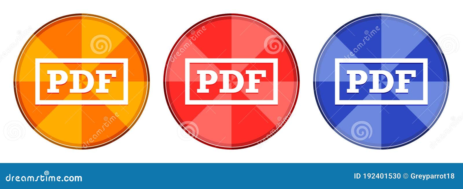 PDF Icon Burst Light Round Button Set Illustration Stock Vector ...