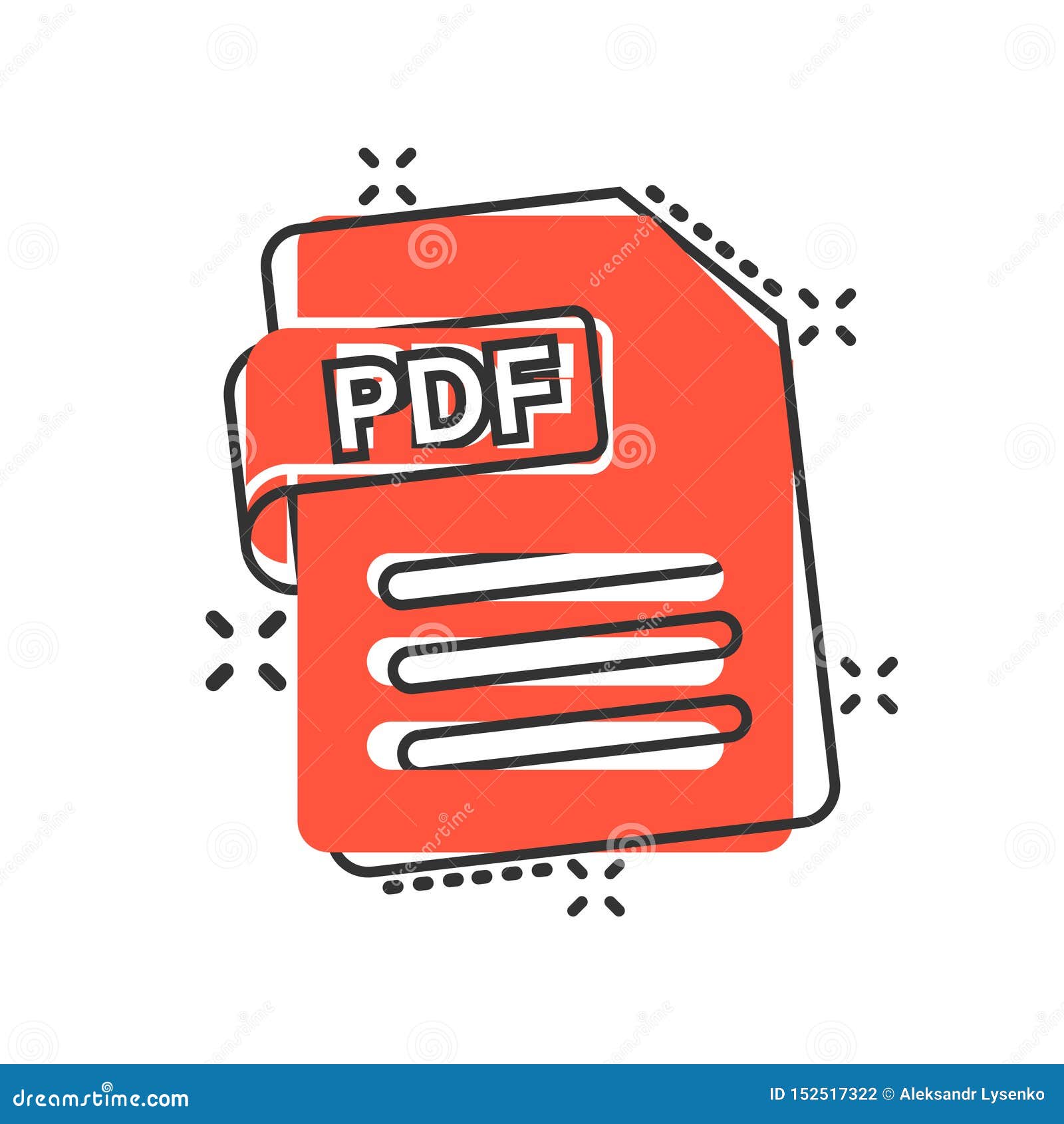 Pdf Icon in Comic Style. Document Text Vector Cartoon Illustration on ...