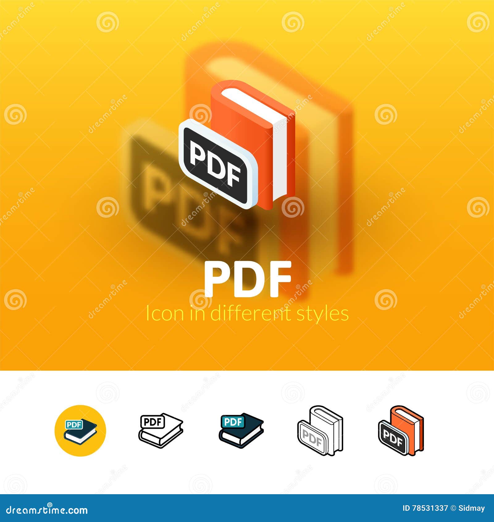 PDF Icon in Different Style Stock Vector - Illustration of perspective ...