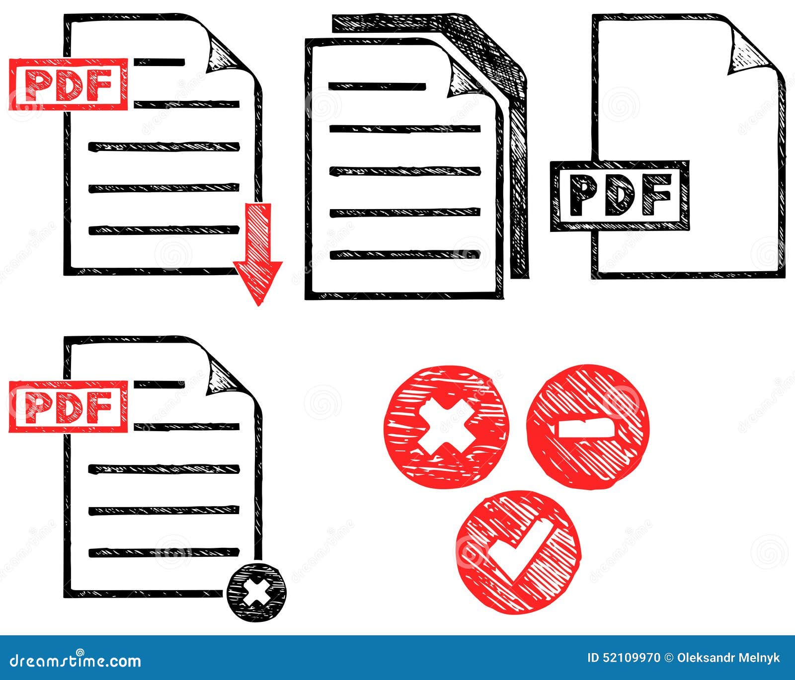 PDF icon stock vector. Illustration of creative, draw - 52109970
