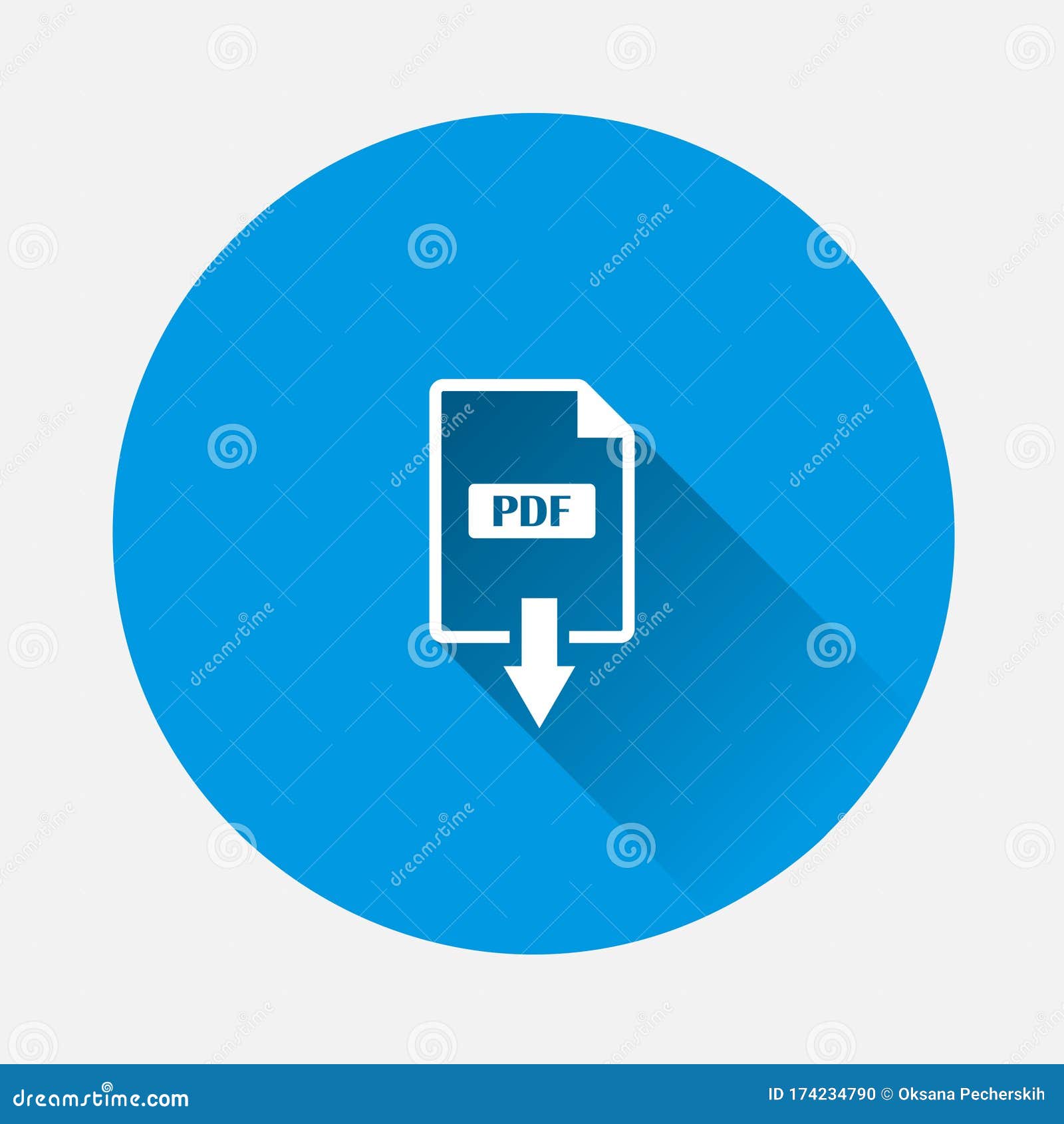 PDF Icon. Downloads Pdf Document Icon on Blue Background Stock Vector ...