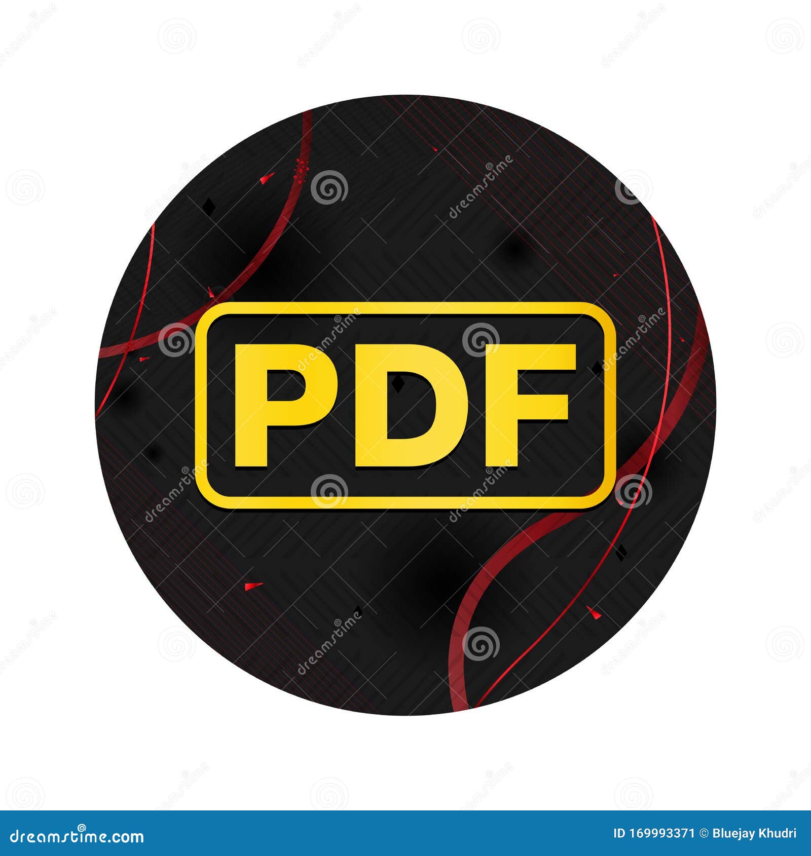 PDF Icon Elegant Black Round Button Stock Vector - Illustration of ...