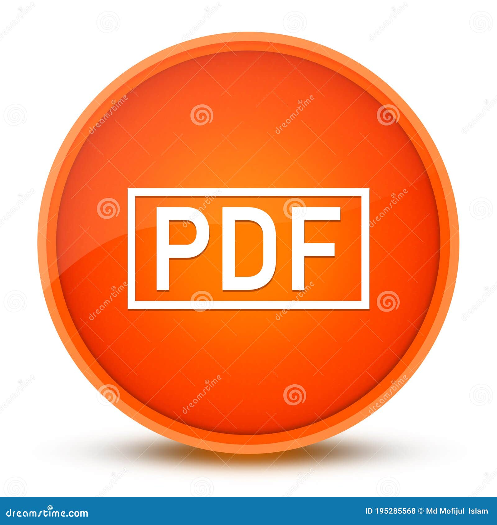 PDF Icon Isolated on Glossy Orange Round Button Abstract Stock ...