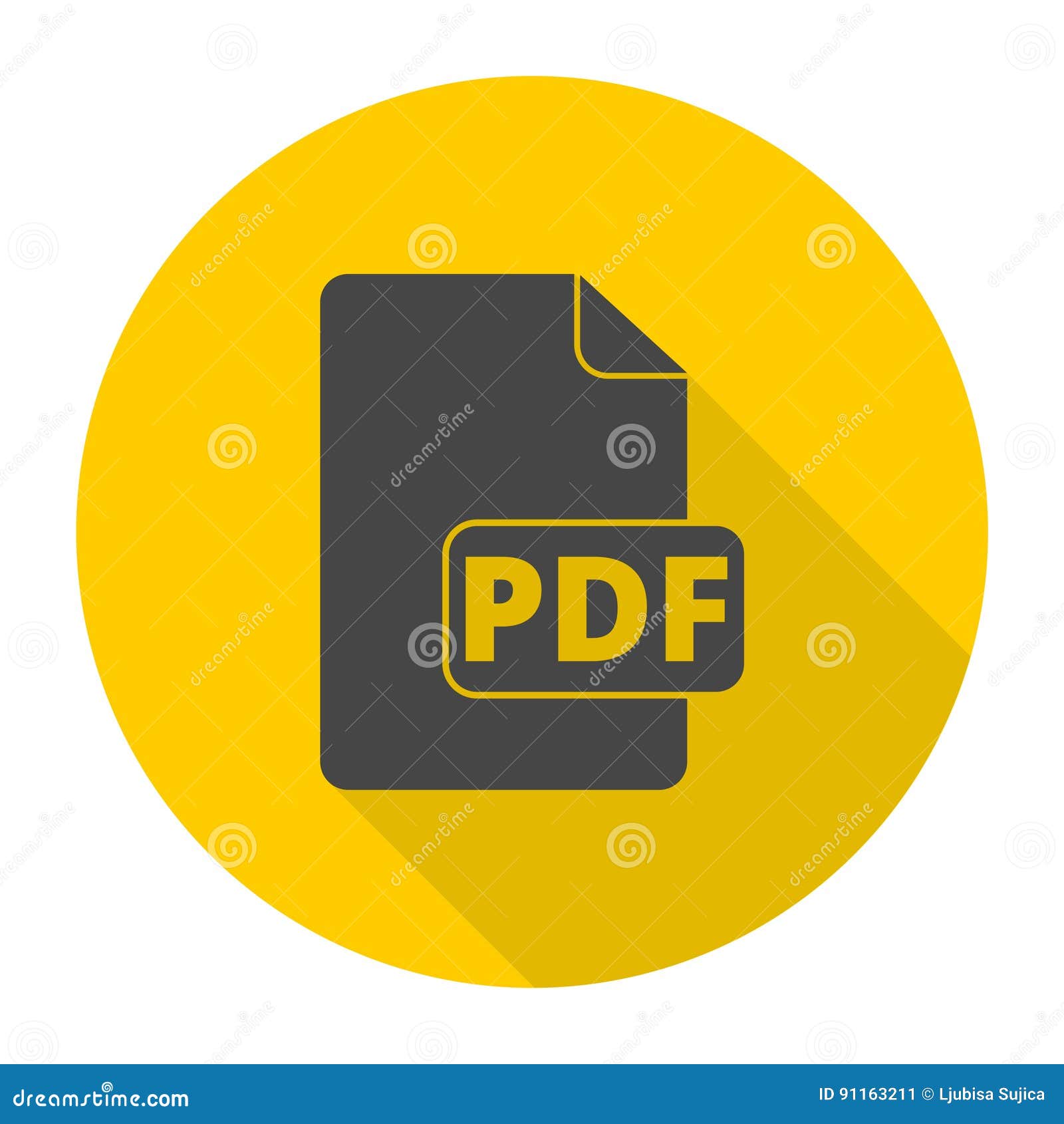 Pdf icon with long shadow stock vector. Illustration of flat - 91163211