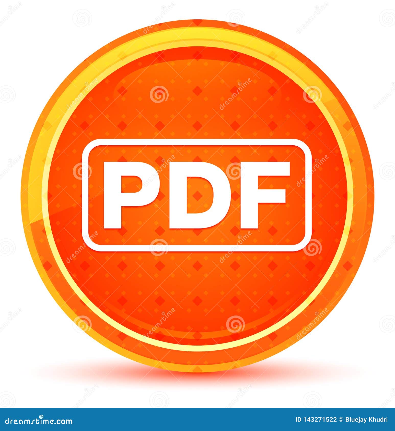 PDF Icon Natural Orange Round Button Stock Illustration - Illustration ...
