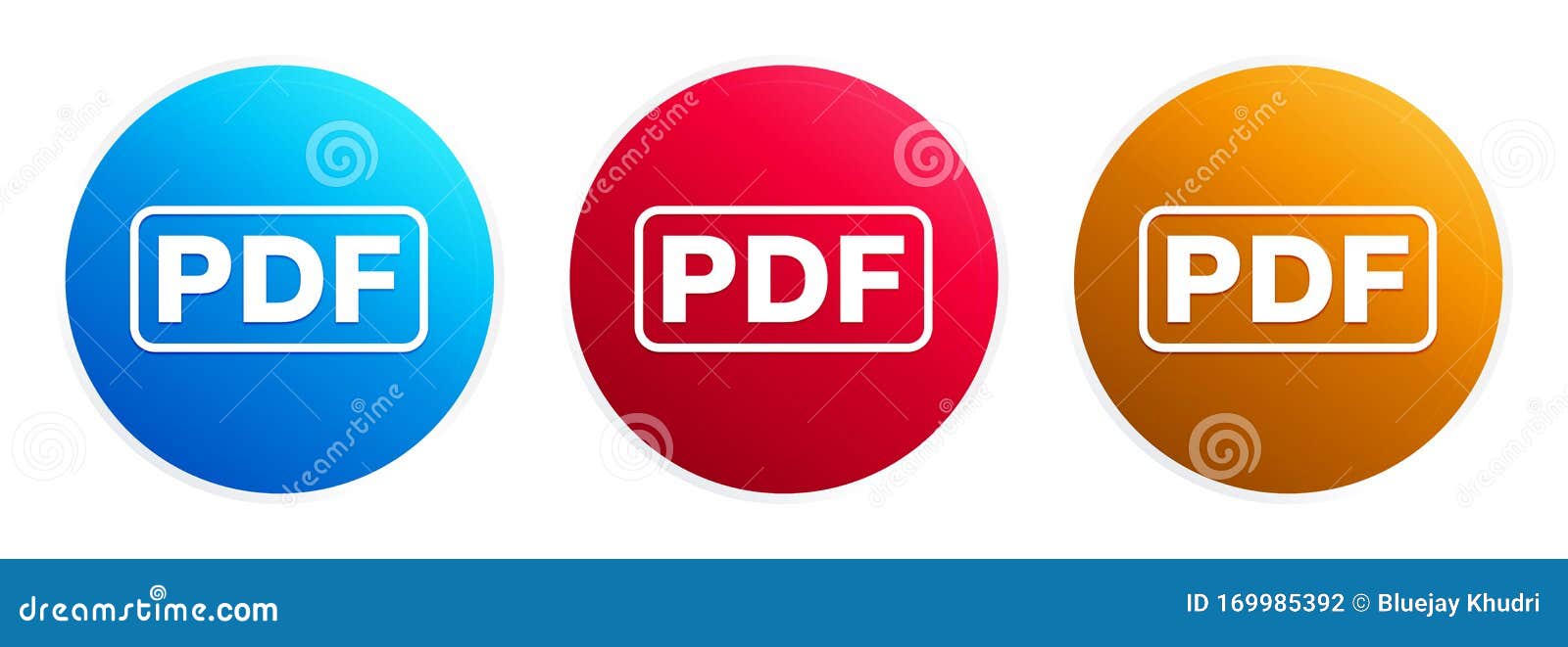 PDF Icon Premium Trendy Round Button Set Stock Vector - Illustration of ...