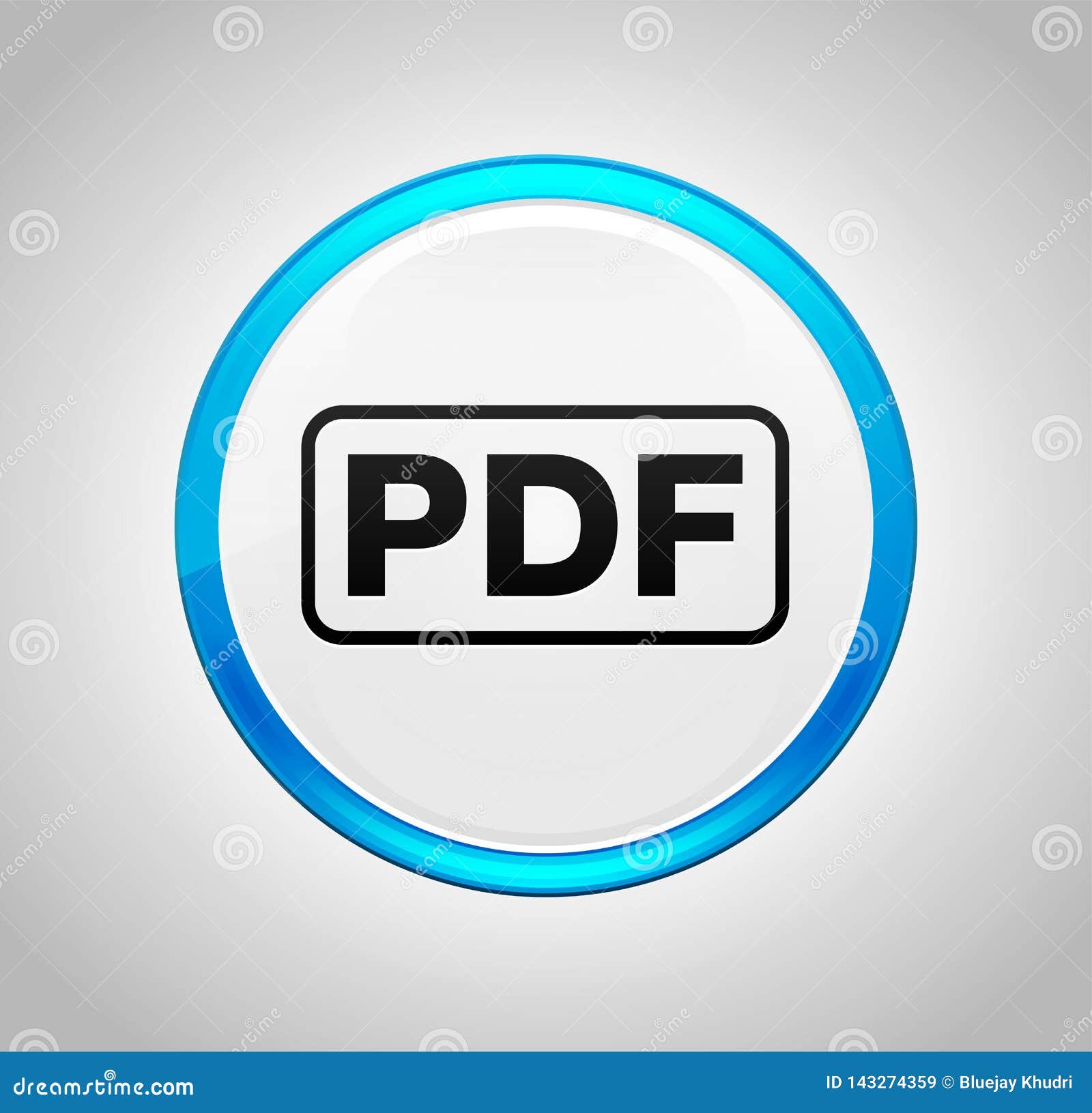PDF Icon Round Blue Push Button Stock Illustration - Illustration of ...